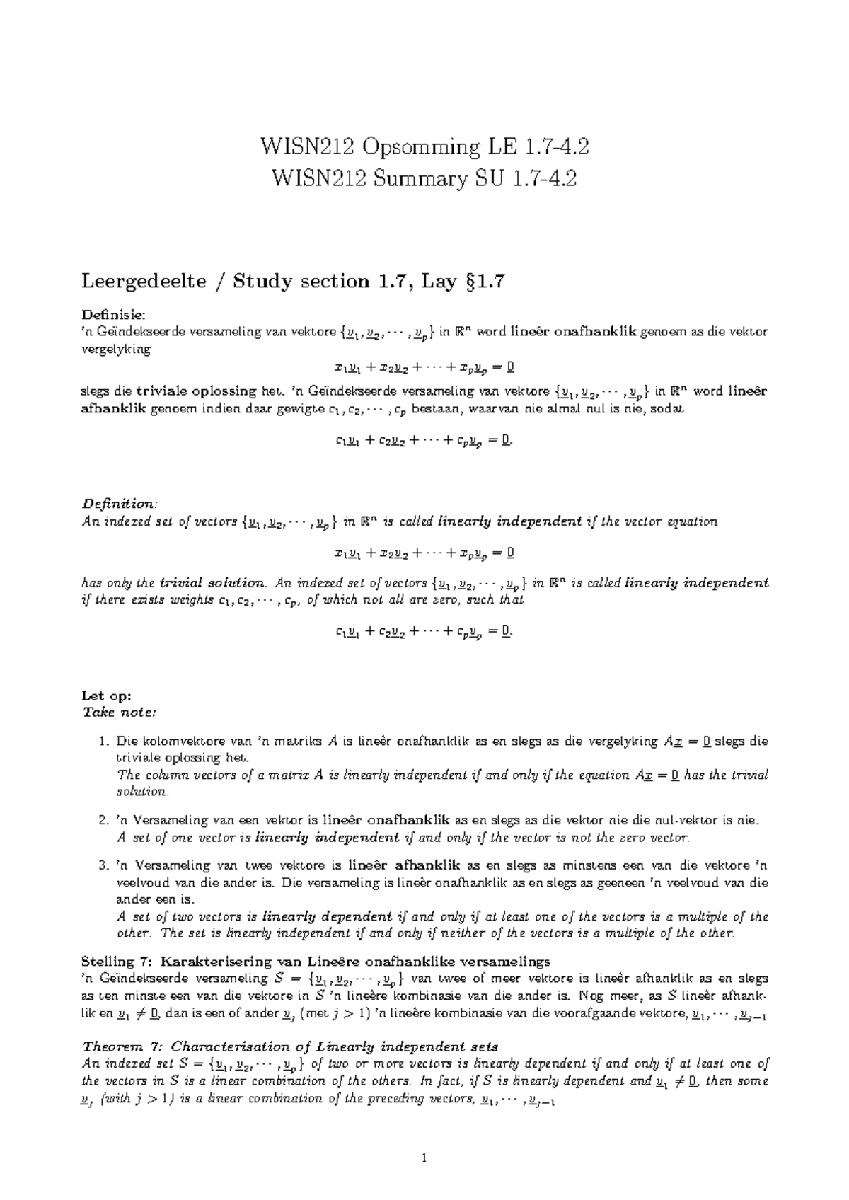 Summary-1 - WISN212 Opsomming LE 1-4. WISN212 Summary SU 1-4 ...