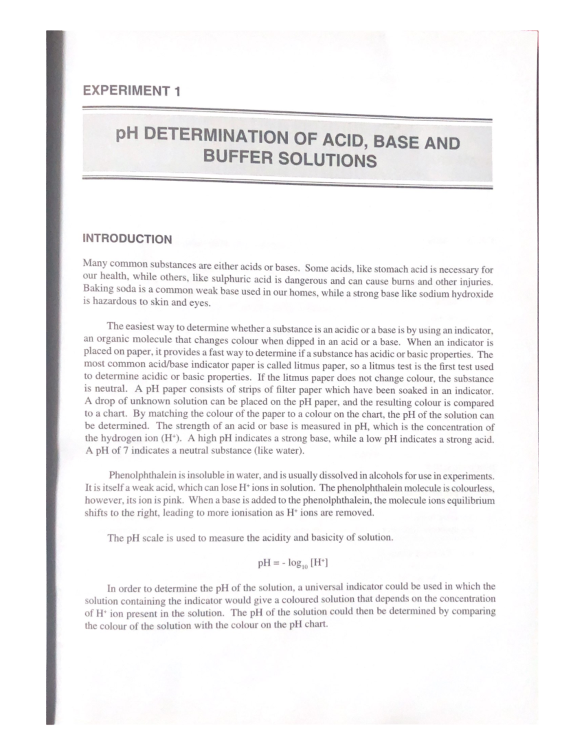 Experiment 1 CHM - Lab - Applied Sciences - Studocu