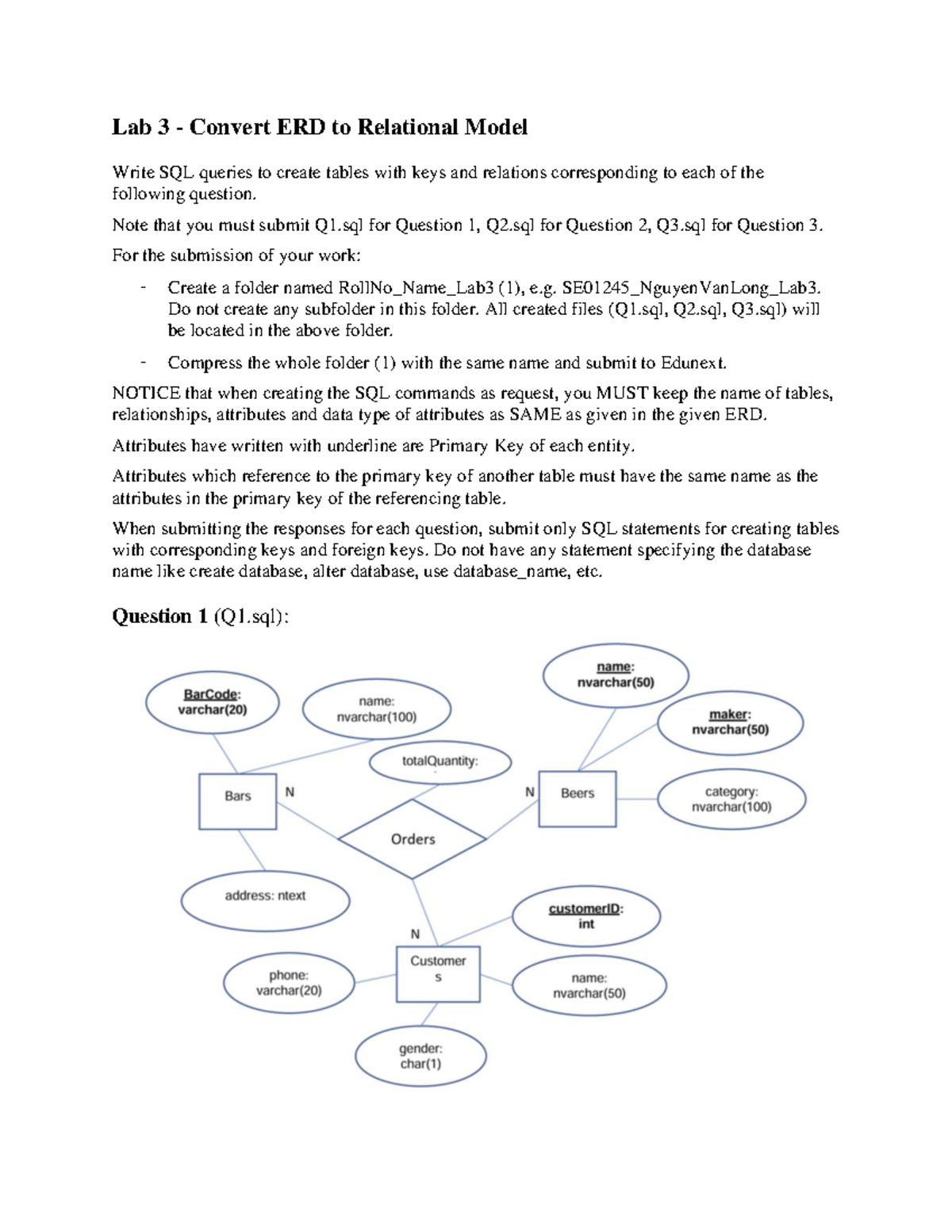 1727811912569 64579974 b9c3995c62f7922e Lab3 - Lab 3 - Convert ERD to Relational Model Write SQL ...