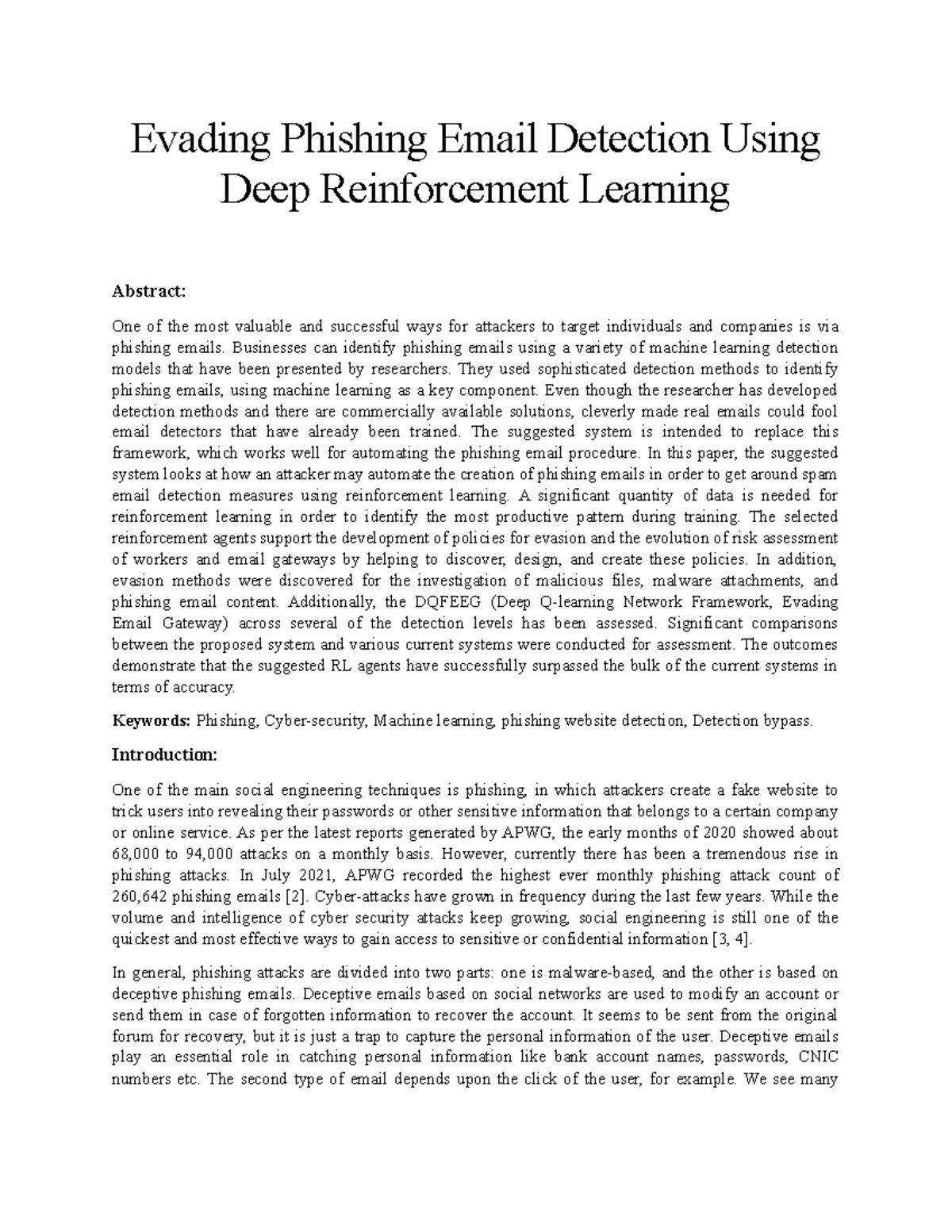 Reinforcement Learning - Evading Phishing Email Detection Using Deep Reinforcement Learning ...