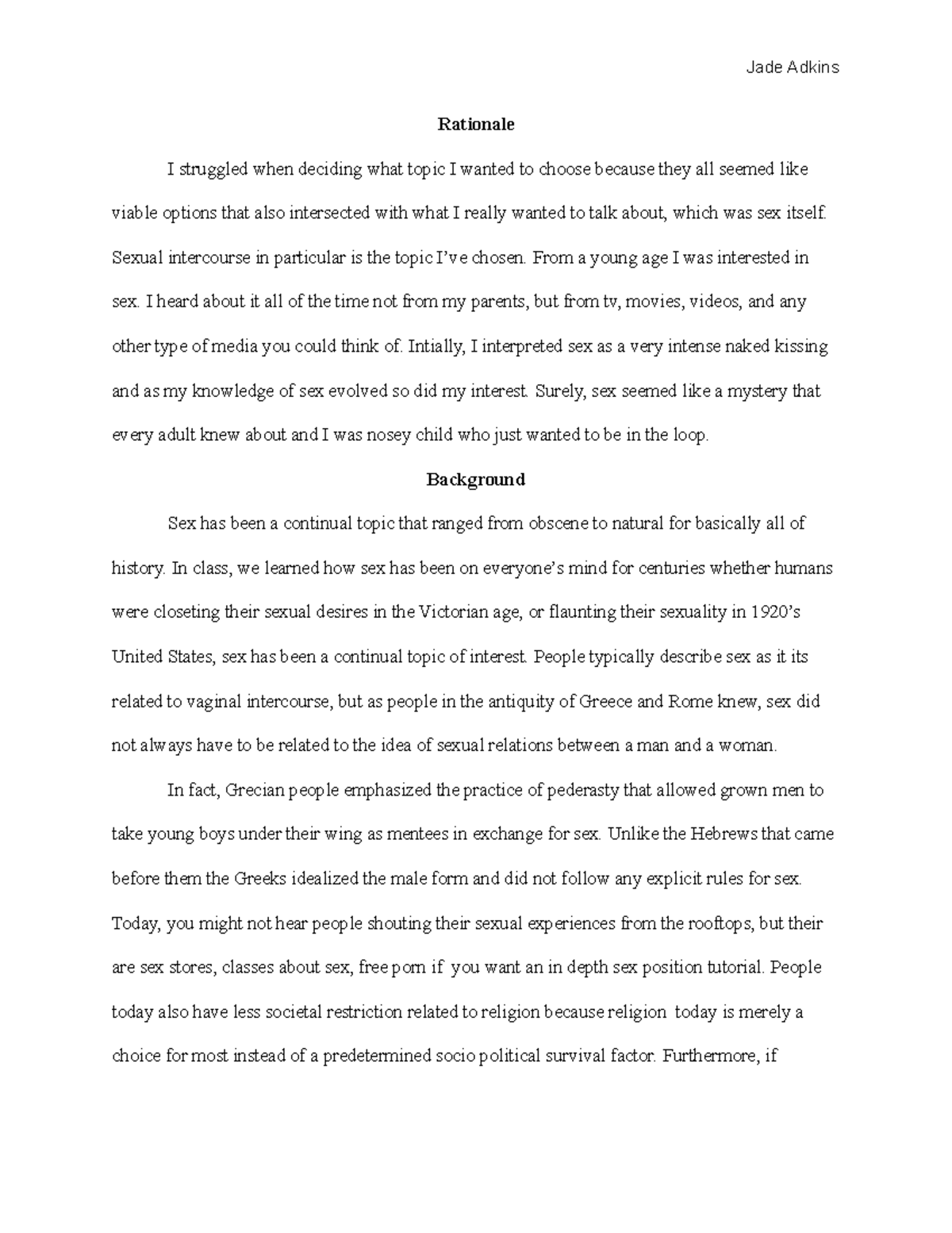 Educ 375 Development Paper Sex Rationale I Struggled When Deciding