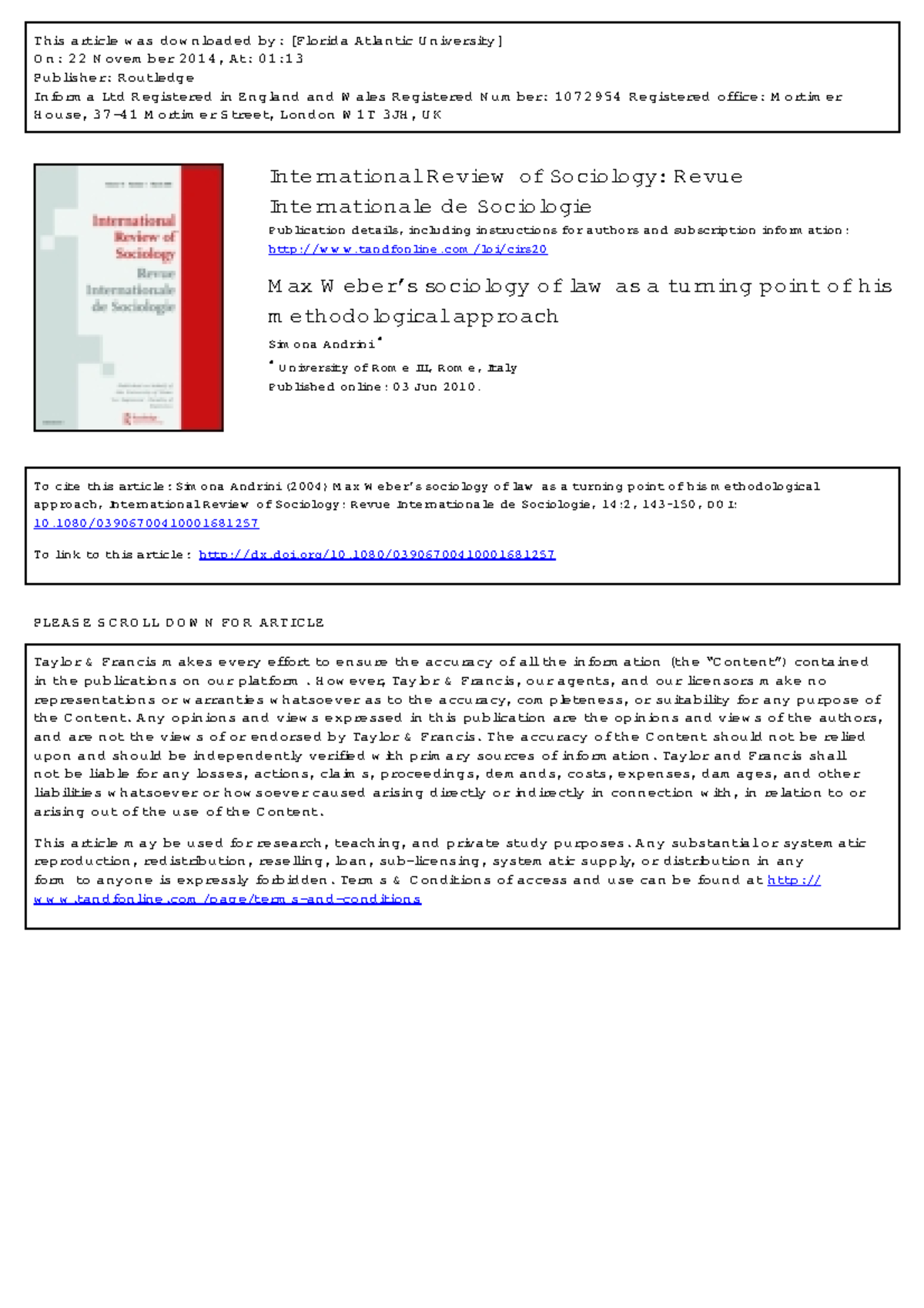 Max Weber’s sociology of law - This article w as dow nloaded by ...
