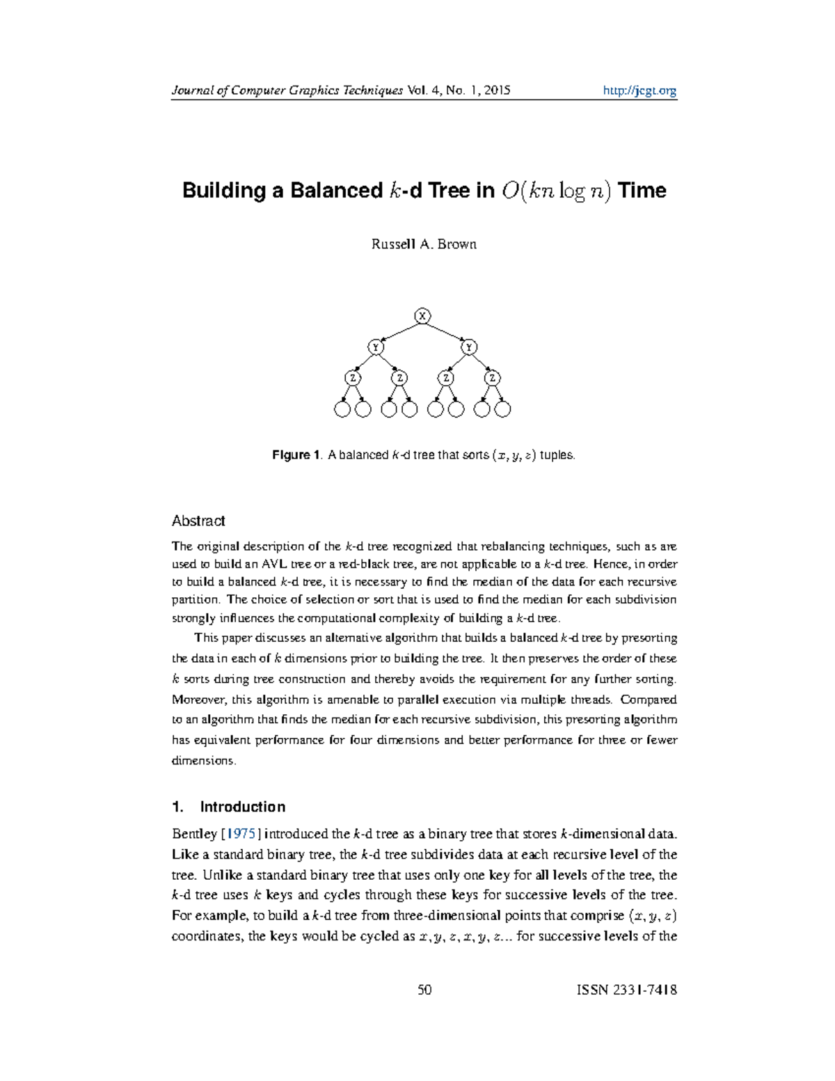 Building a Balanced k-d Tree in O(kn log n) Time - Journal of Computer ...
