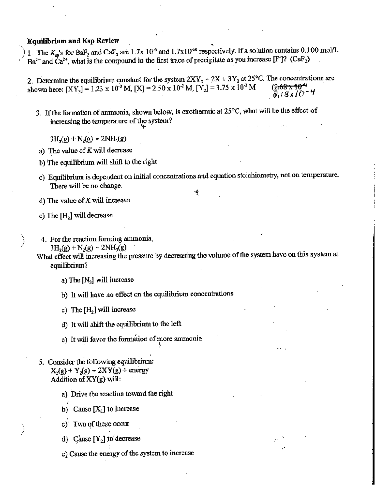 Equil ksp exam review - Studocu