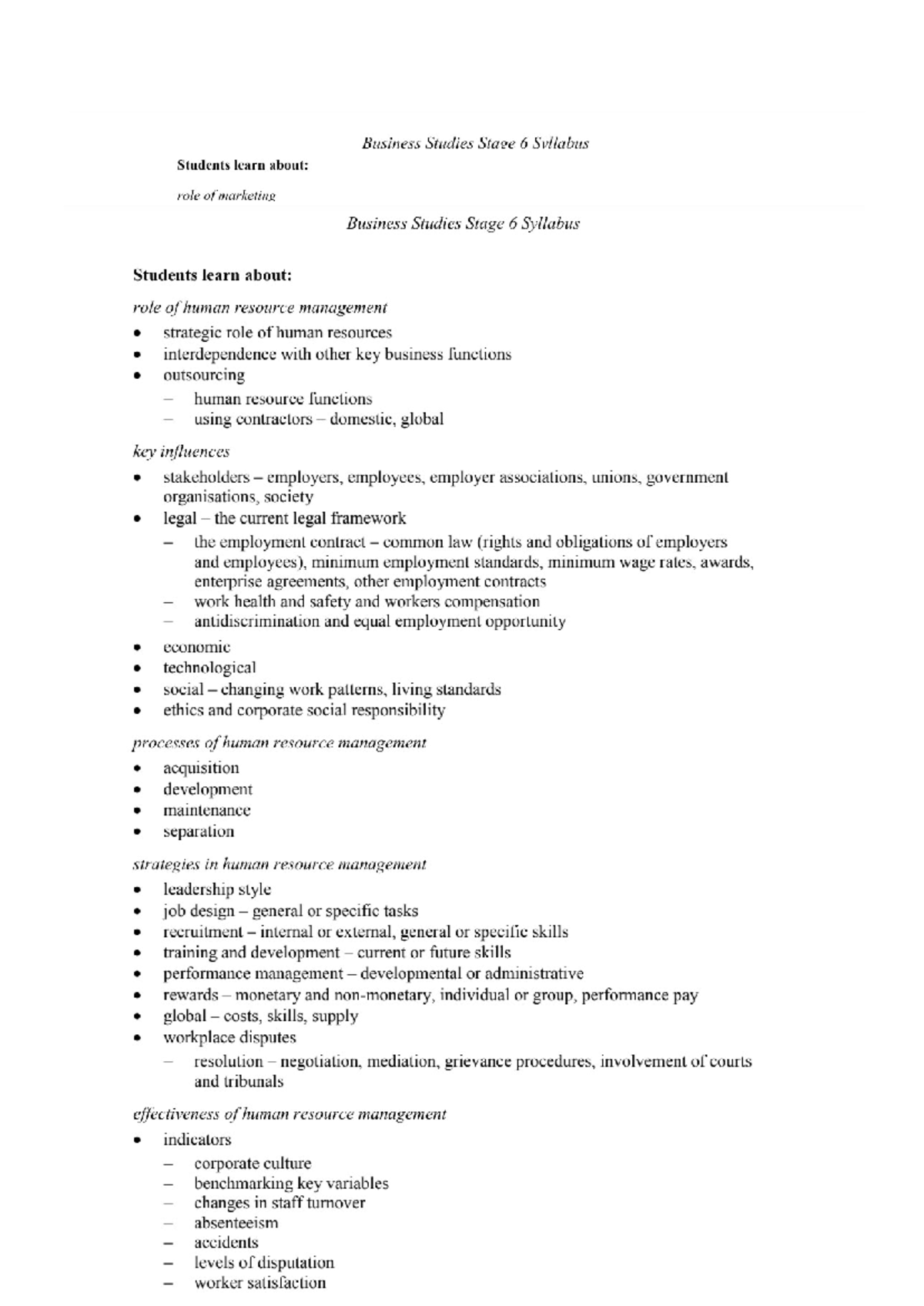 Business Studies Syllabus Learn About - Business Studies Stage 6 ...