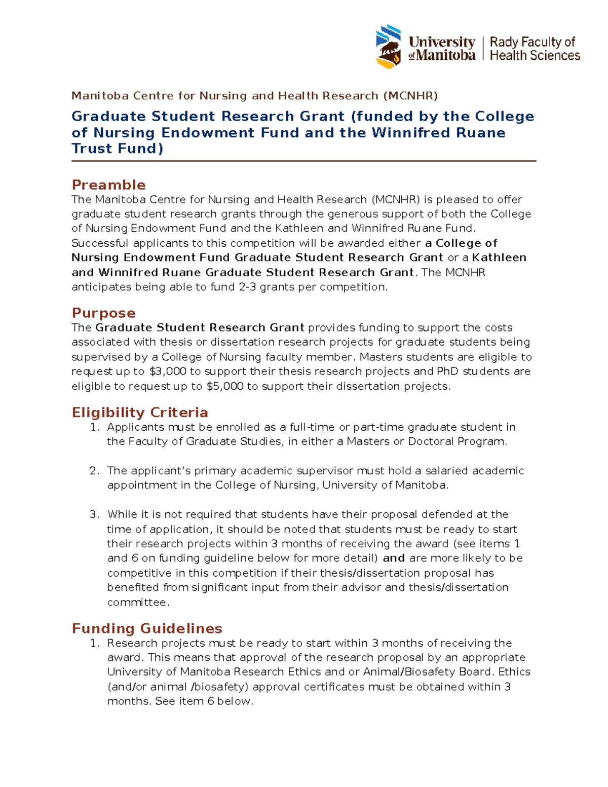 Mcnhr Graduate Student Research Grant Application Guidelines July 2022 ...