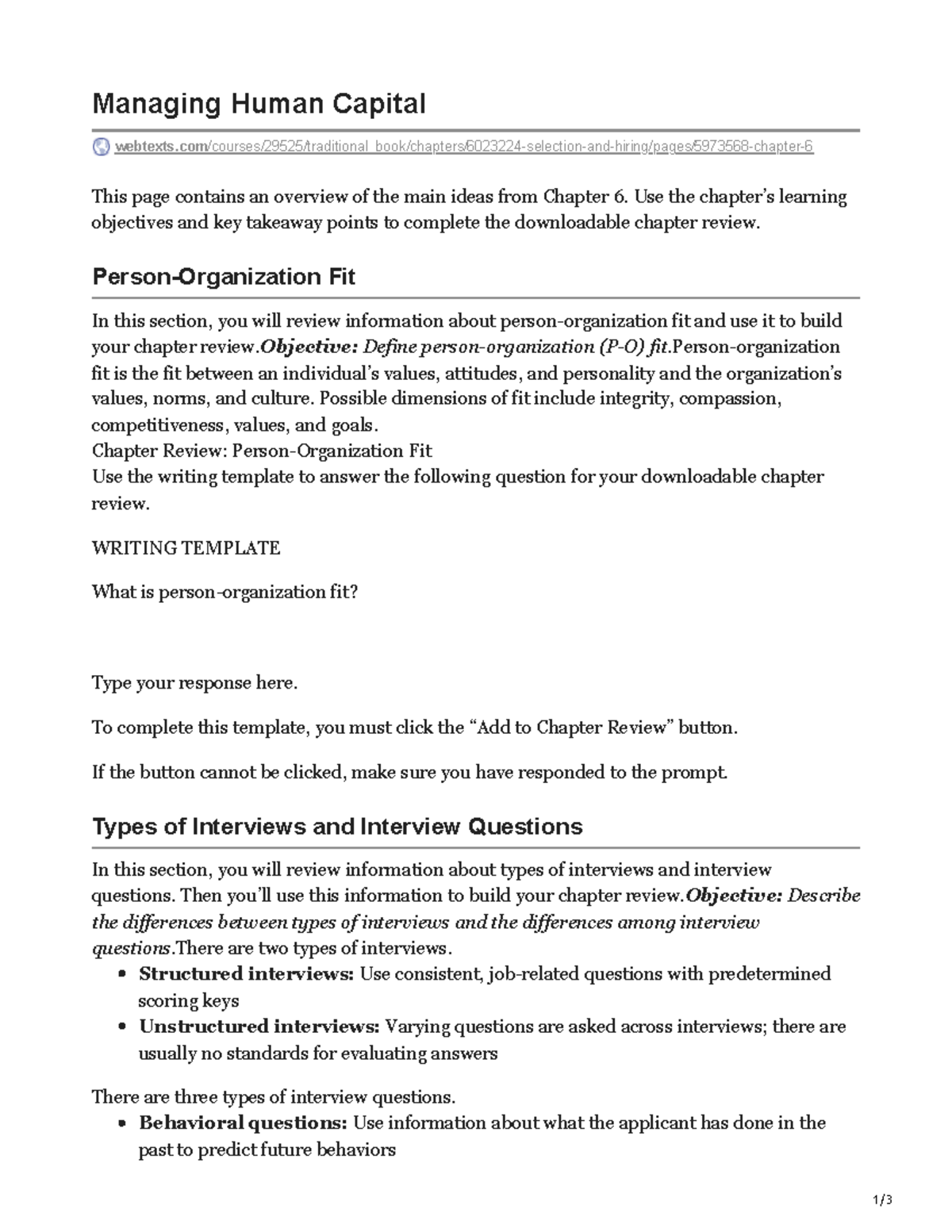 Managing Human Capital - CH06 - Review Guide - 1/ Managing Human ...