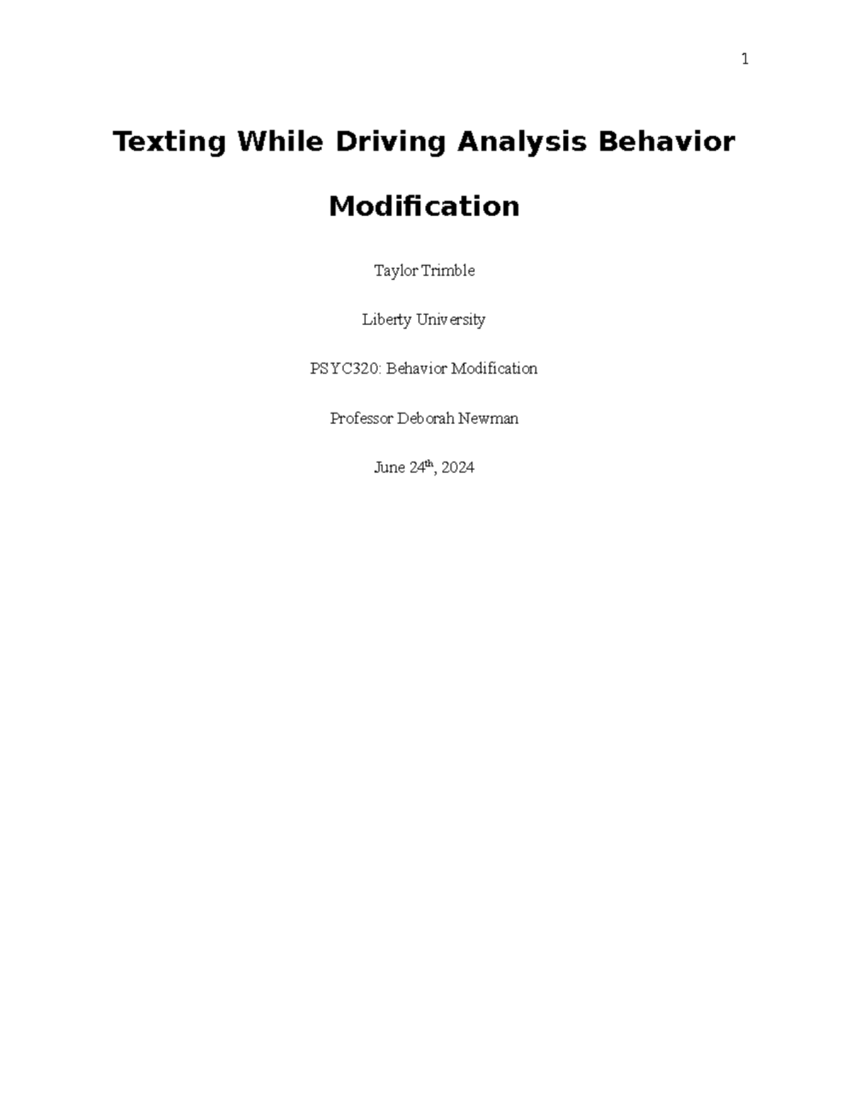 Texting While Driving Analysis Behavior Modification - Texting While ...