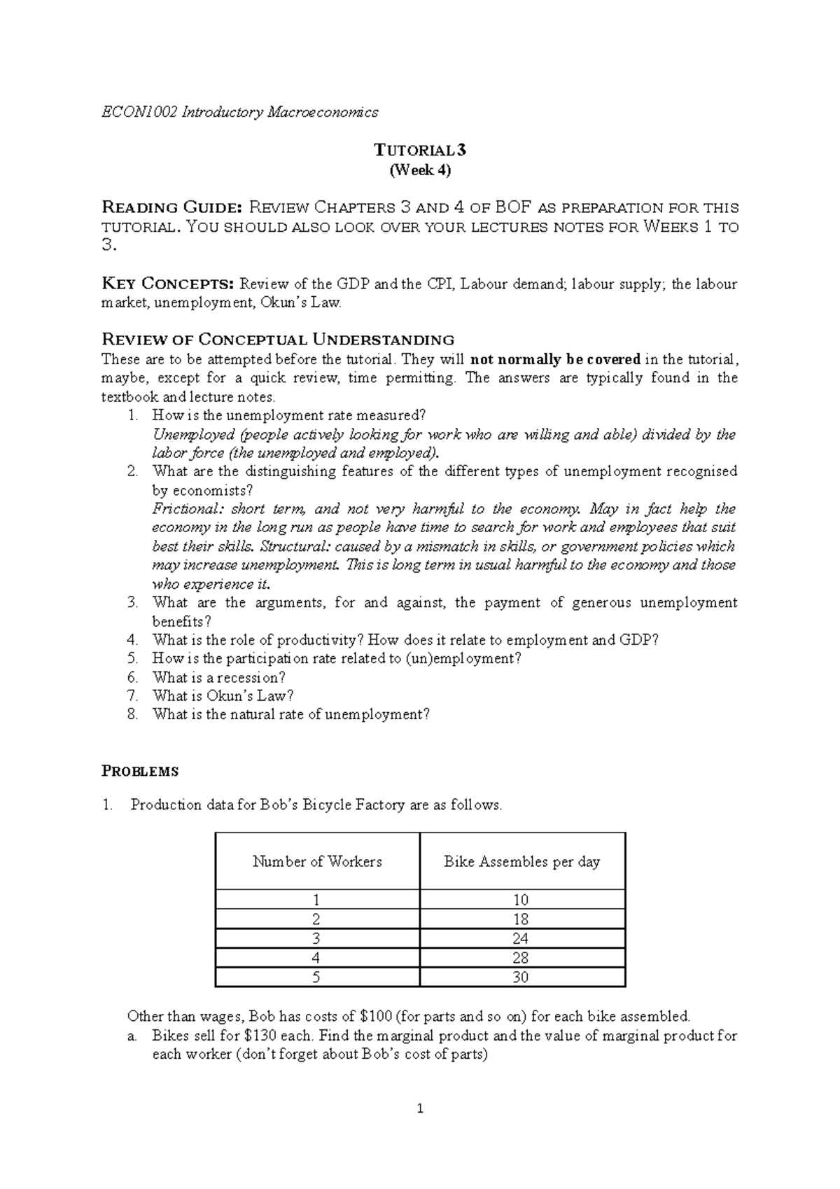 Tutorial 03 _Questions_.doc - ECON1002 Introductory Macroeconomics TUTORIAL 3 (Week 4) READING ...
