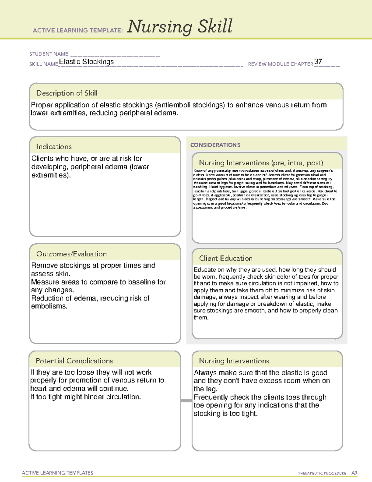 Nursing Skill form elastic stockings 1 - ACTIVE LEARNING TEMPLATES ...