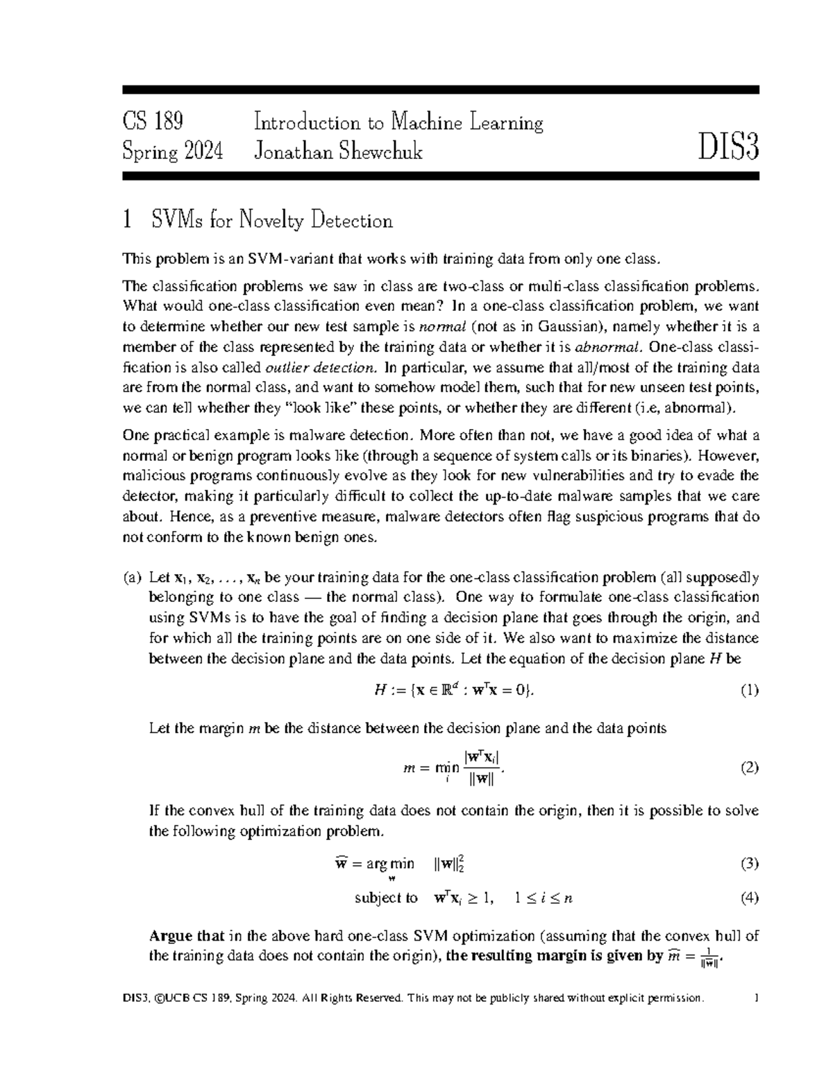 Dis3-sol - Discussion solutions - CS 189 Introduction to Machine Learning Spring 2024 Jonathan ...