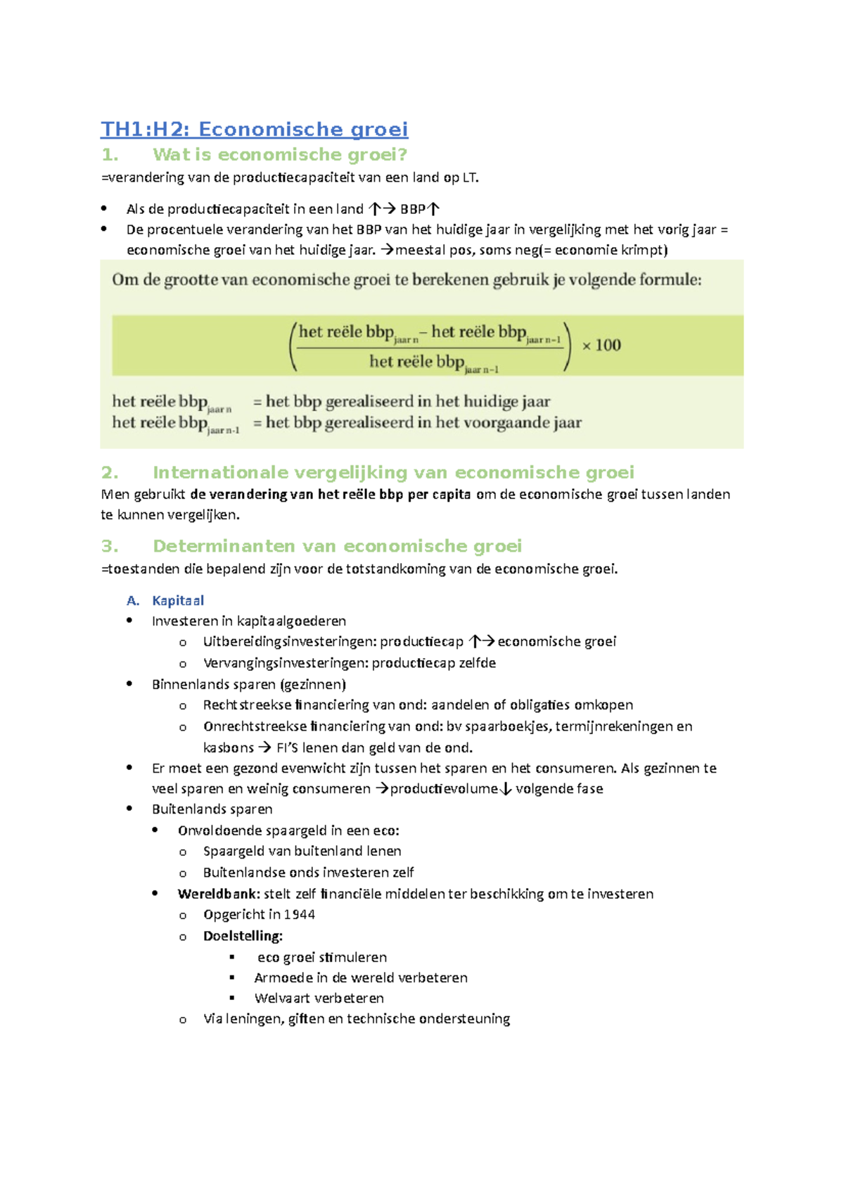 Thema 1 Hoofdstuk 2 sv: economische groei - TH1:H2: Economische groei 1 ...