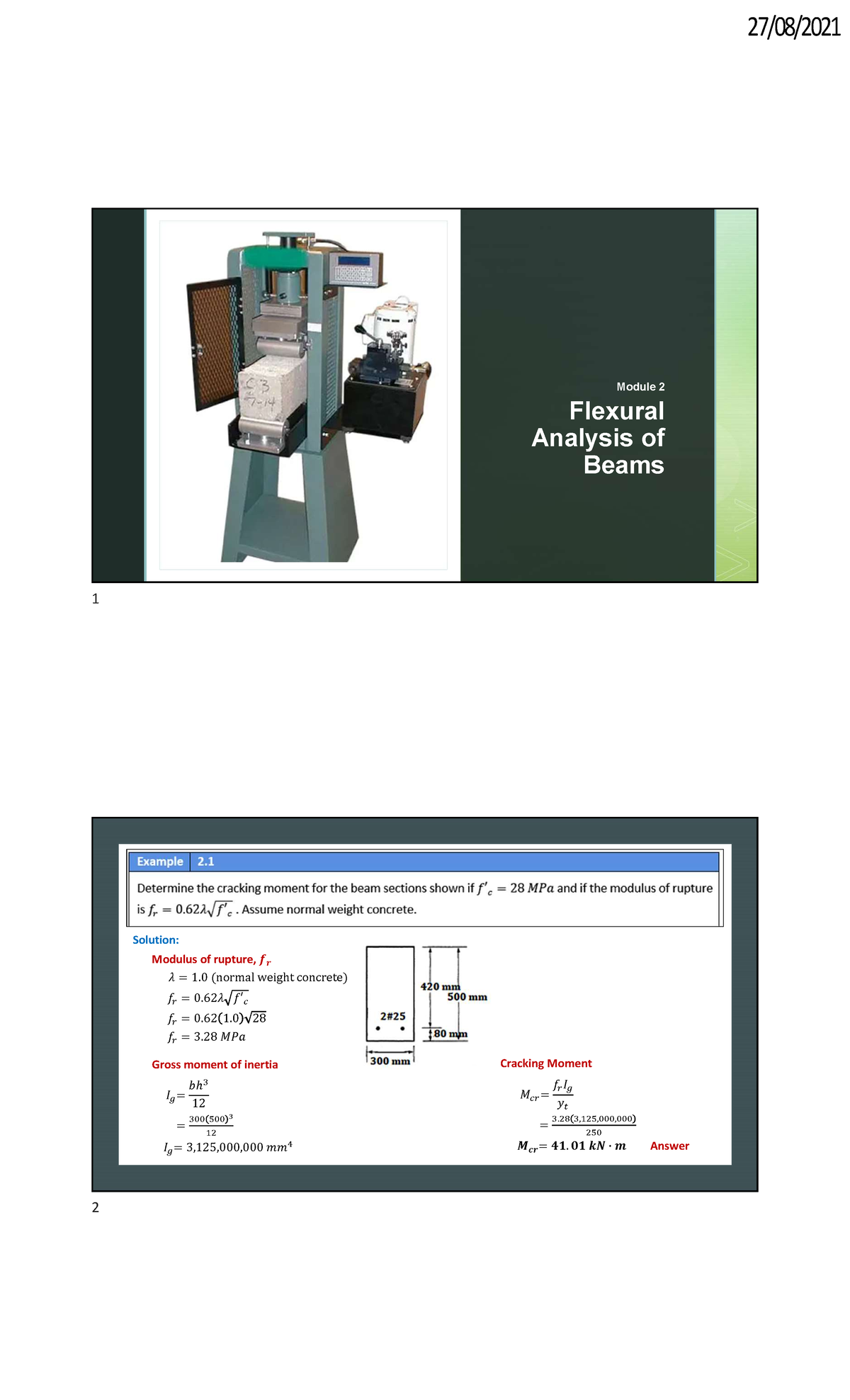 2 - ..... - z Flexural Analysis of Beams Module 2 z Solution: Modulus ...