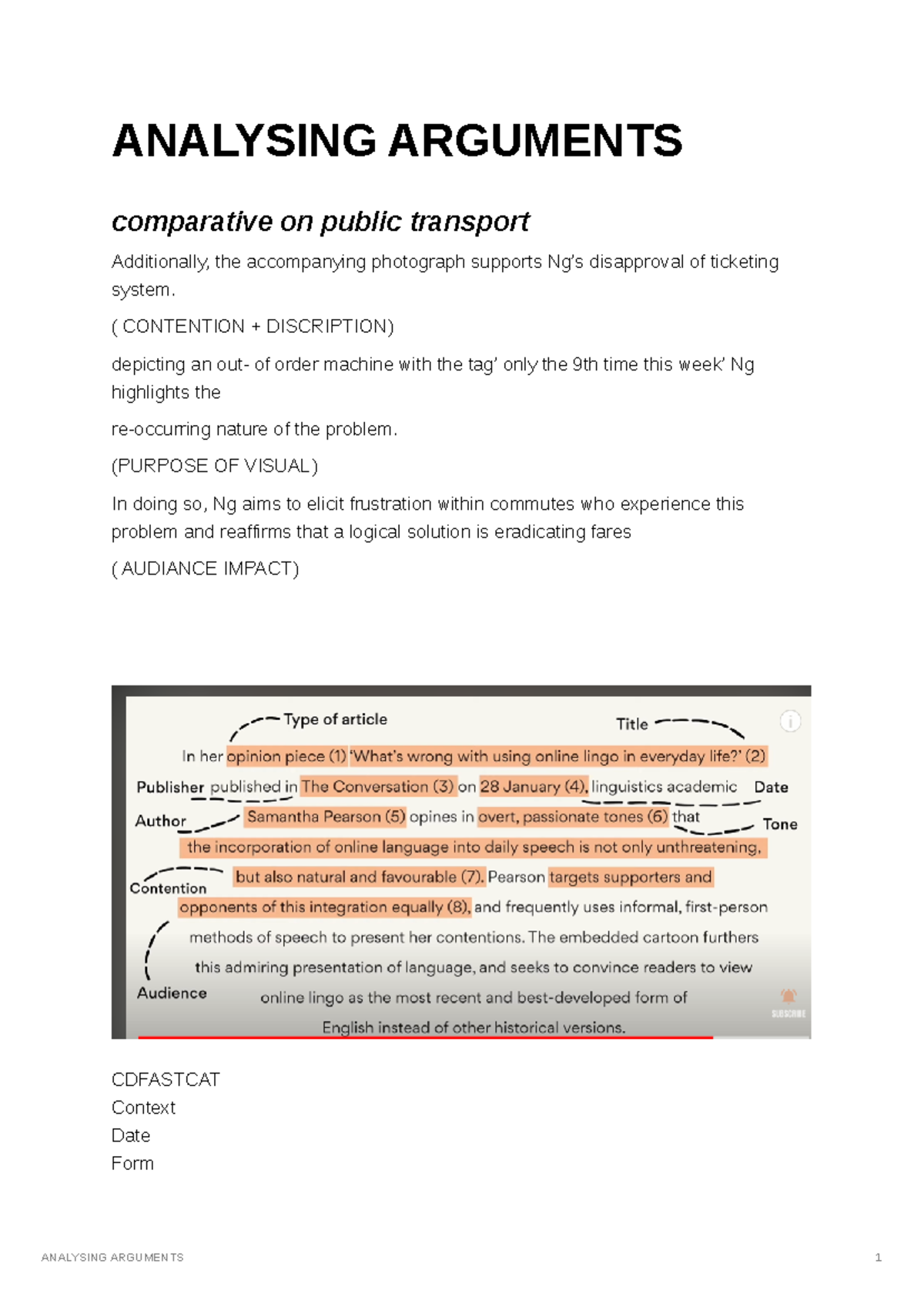 Analysing Arguments Notes Analysing Arguments Comparative On Public Transport Additionally