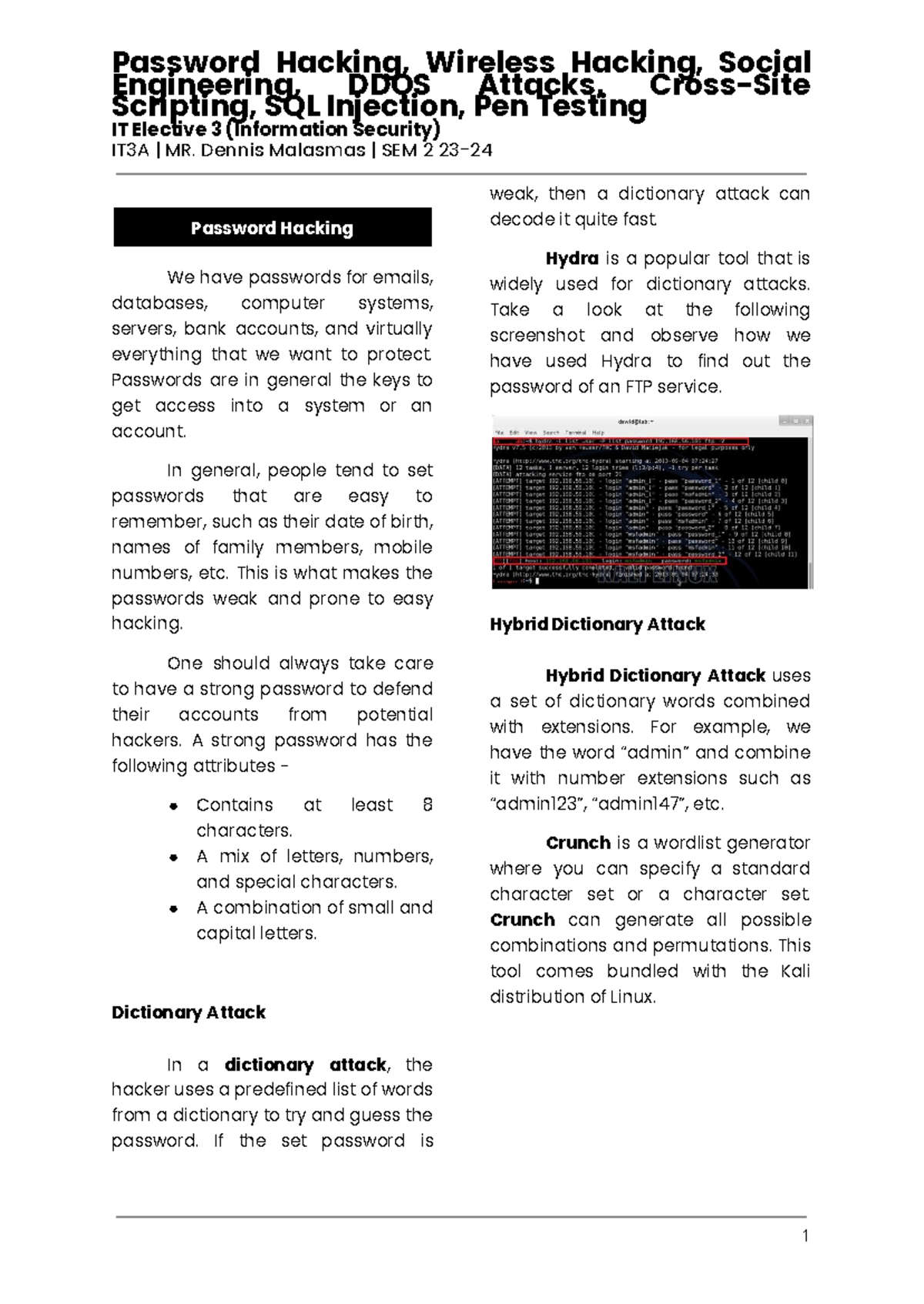 Itelect 3 Module 4 - Engineering, DDOS Attacks, Cross-Site Scripting ...