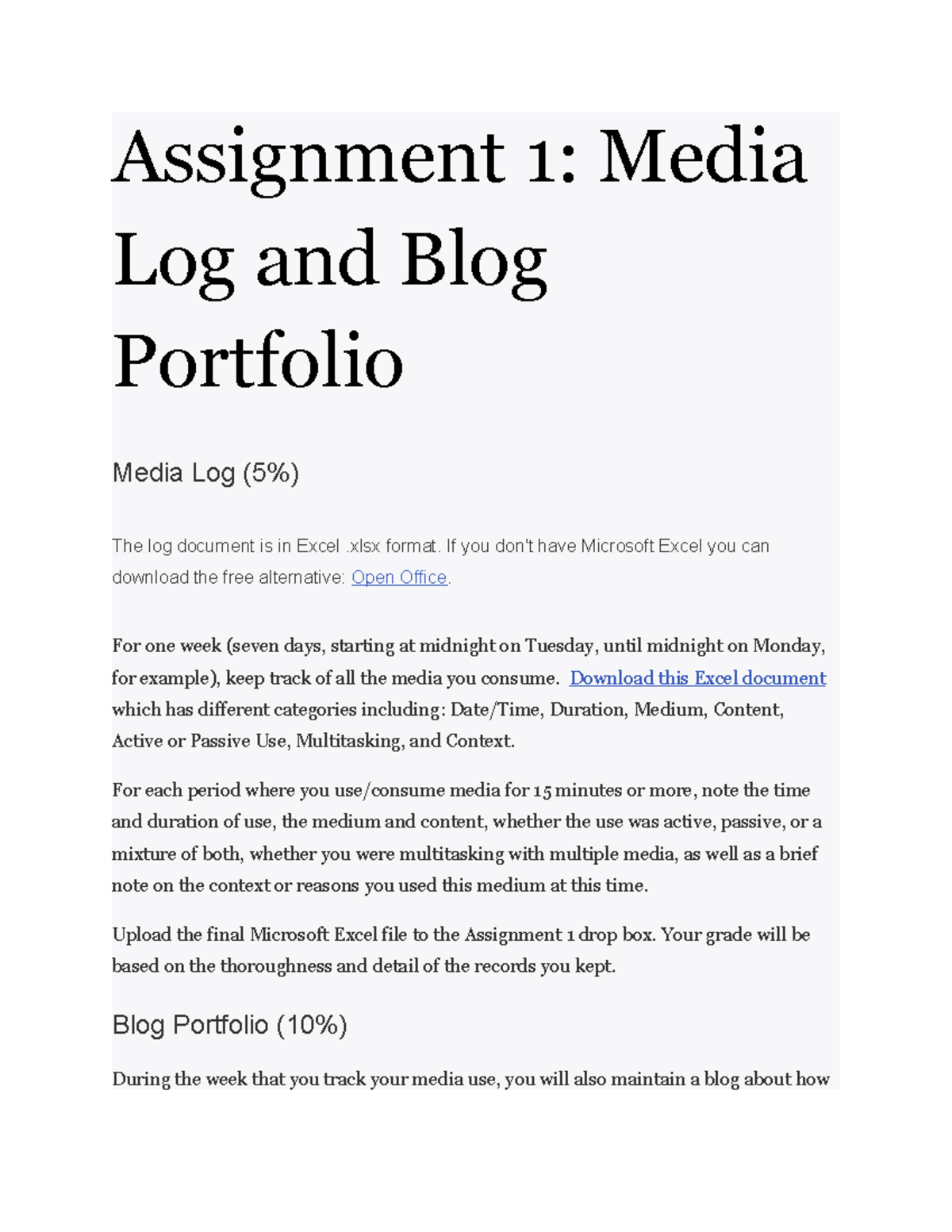 Assignment 1 Media Log and Blog Portfolio - Assignment 1: Media Log and ...