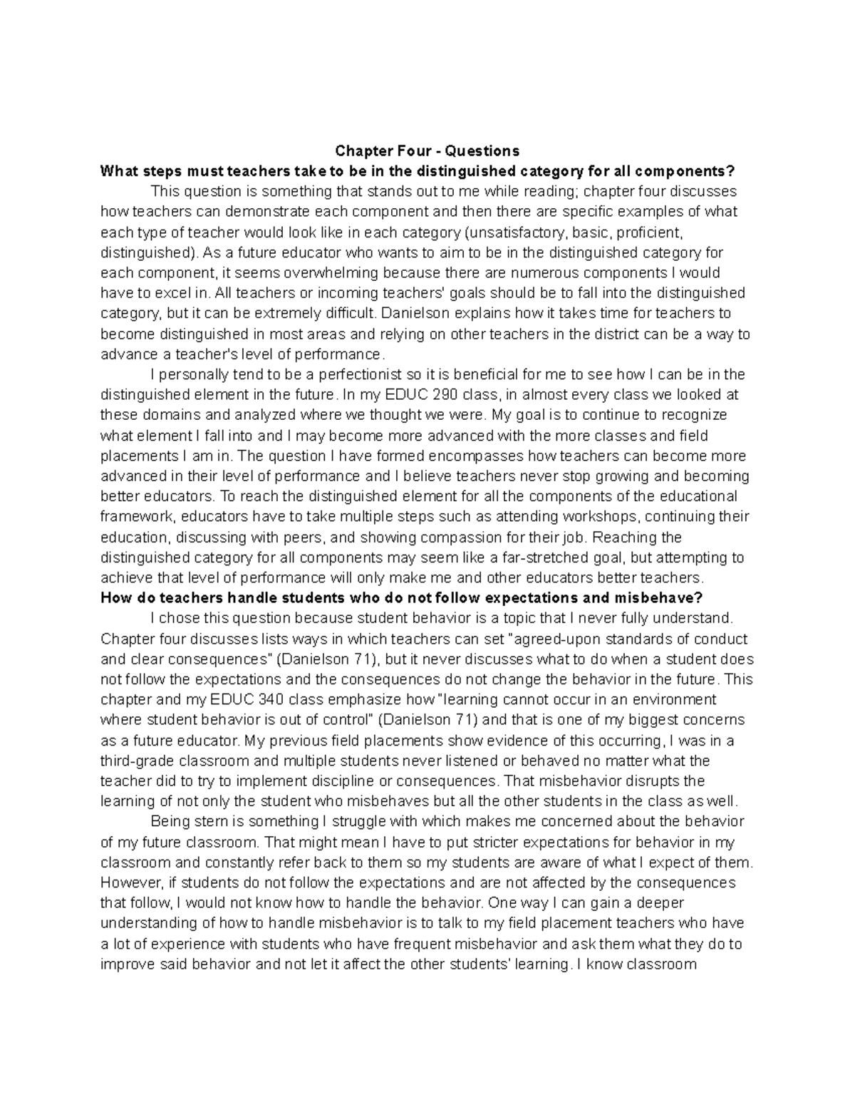 EDUC 361- Chapter 4 Writing Assignment - Chapter Four - Questions What steps must teachers take ...