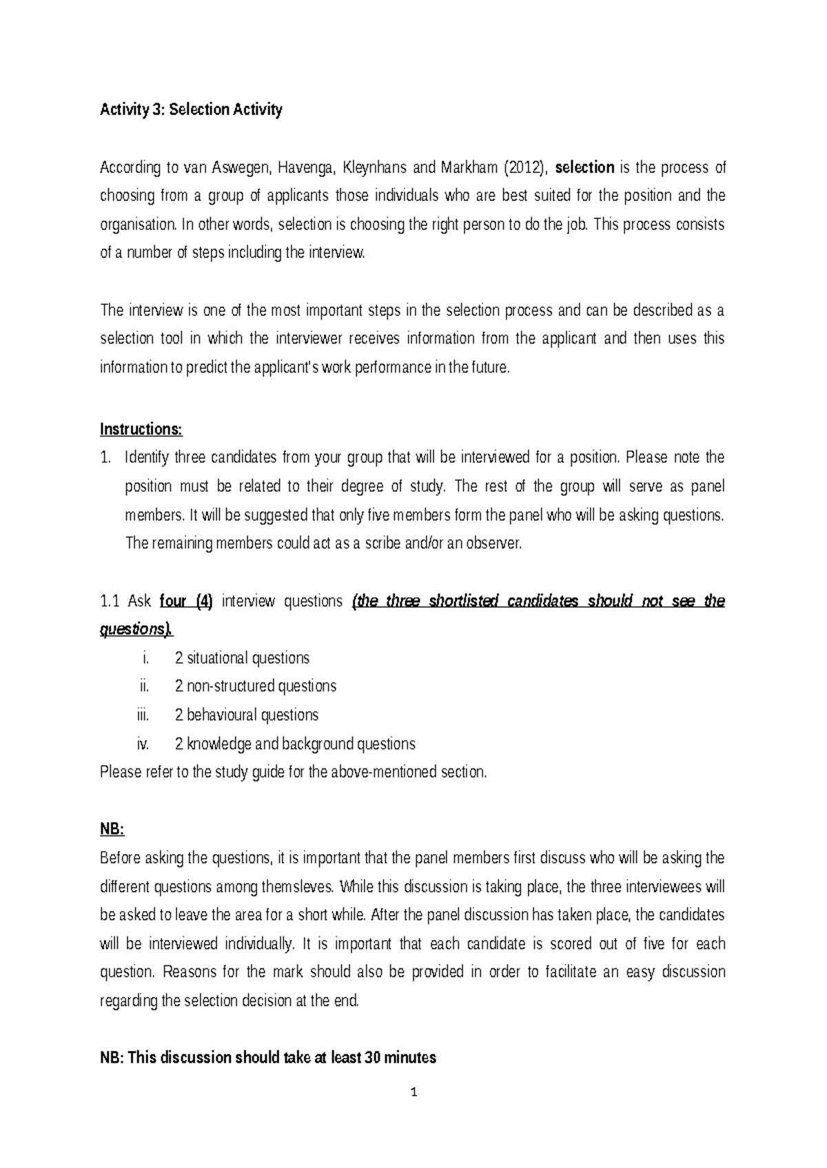 Activity 3 Unit 5 Selection Activity - Activity 3: Selection Activity ...