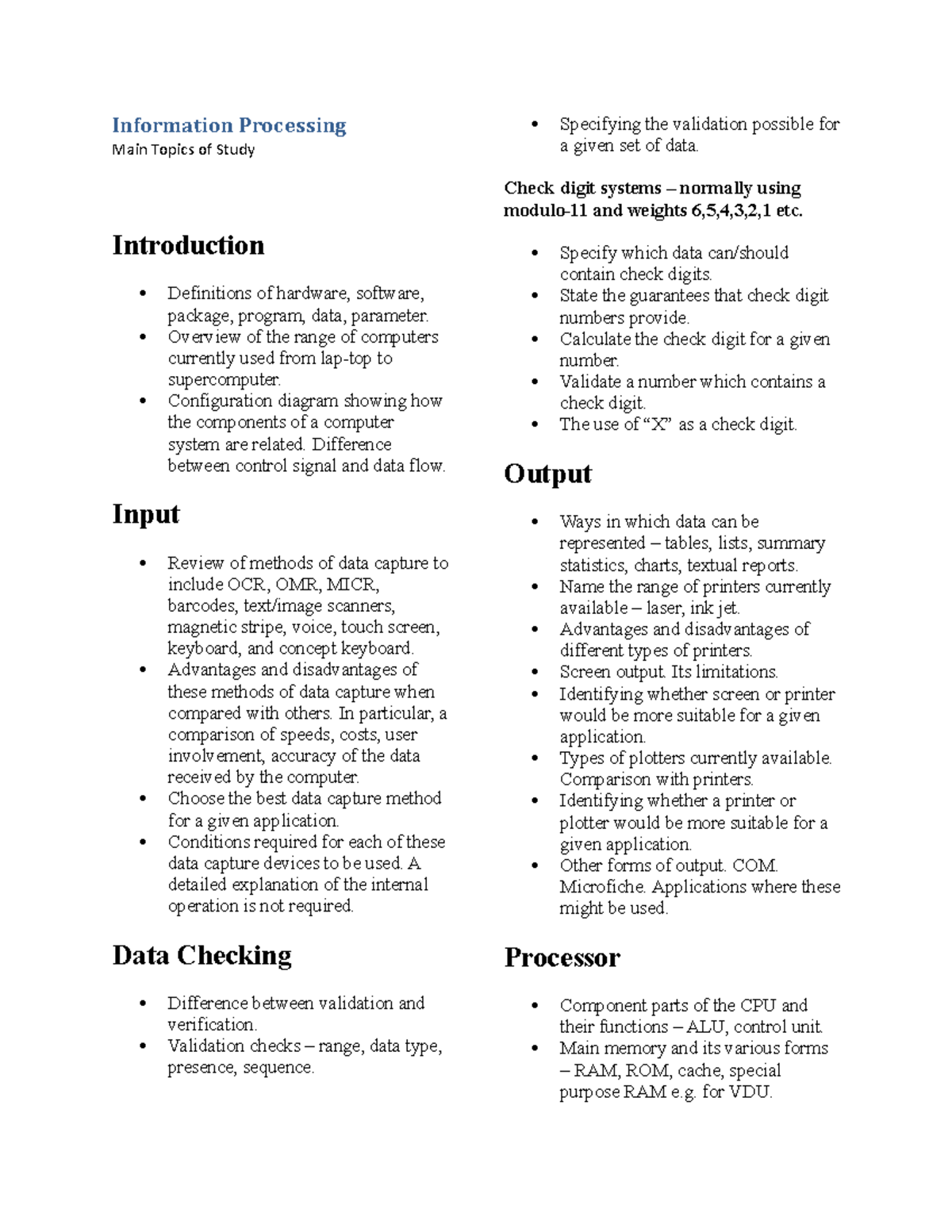 Information Processing - Information Processing Main Topics of Study ...