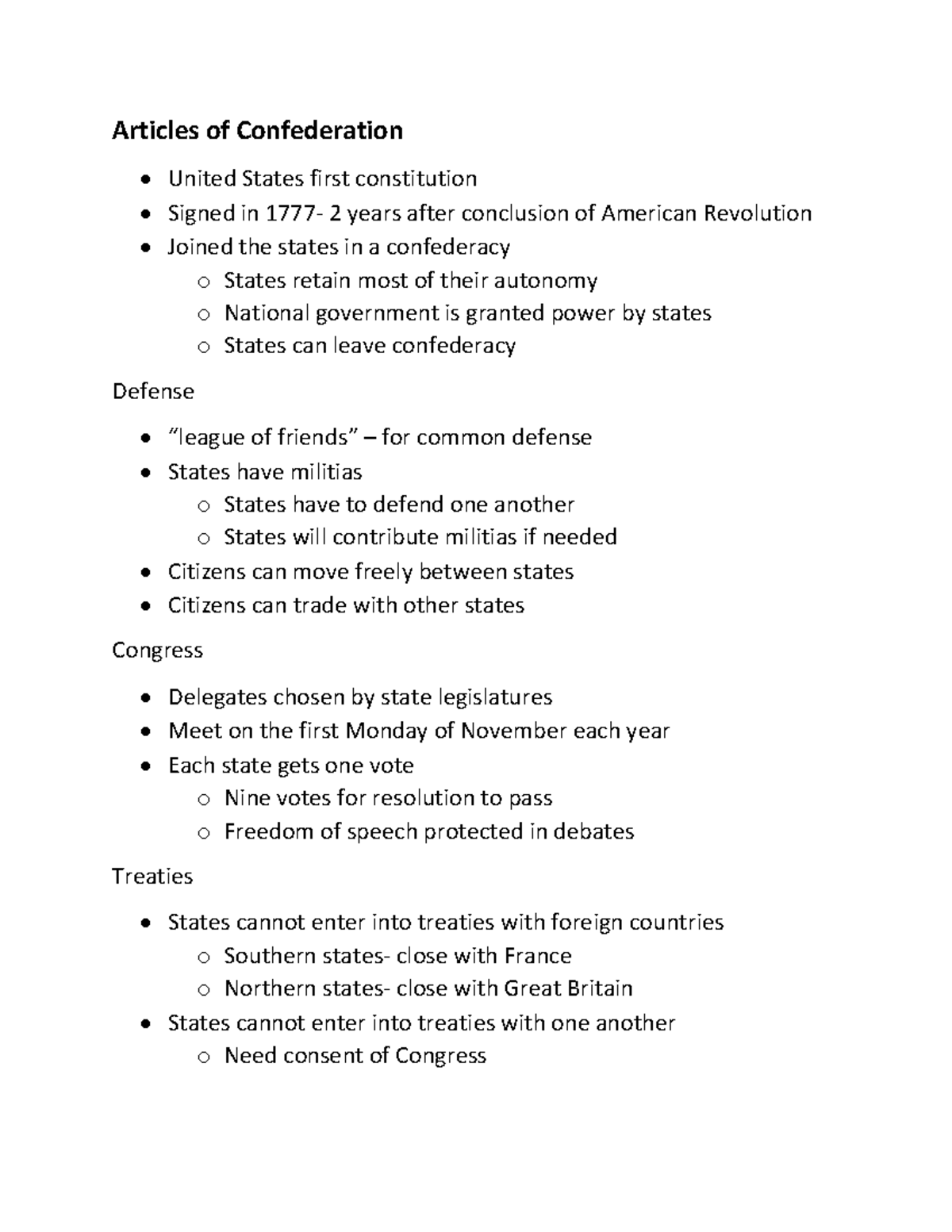 Poli 201 notes 2 pdf - These overview the Articles of Confederation ...