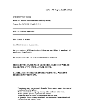 Lab Worksheet 1 - Advanced Programming Lab 1 - CE303 Advanced ...