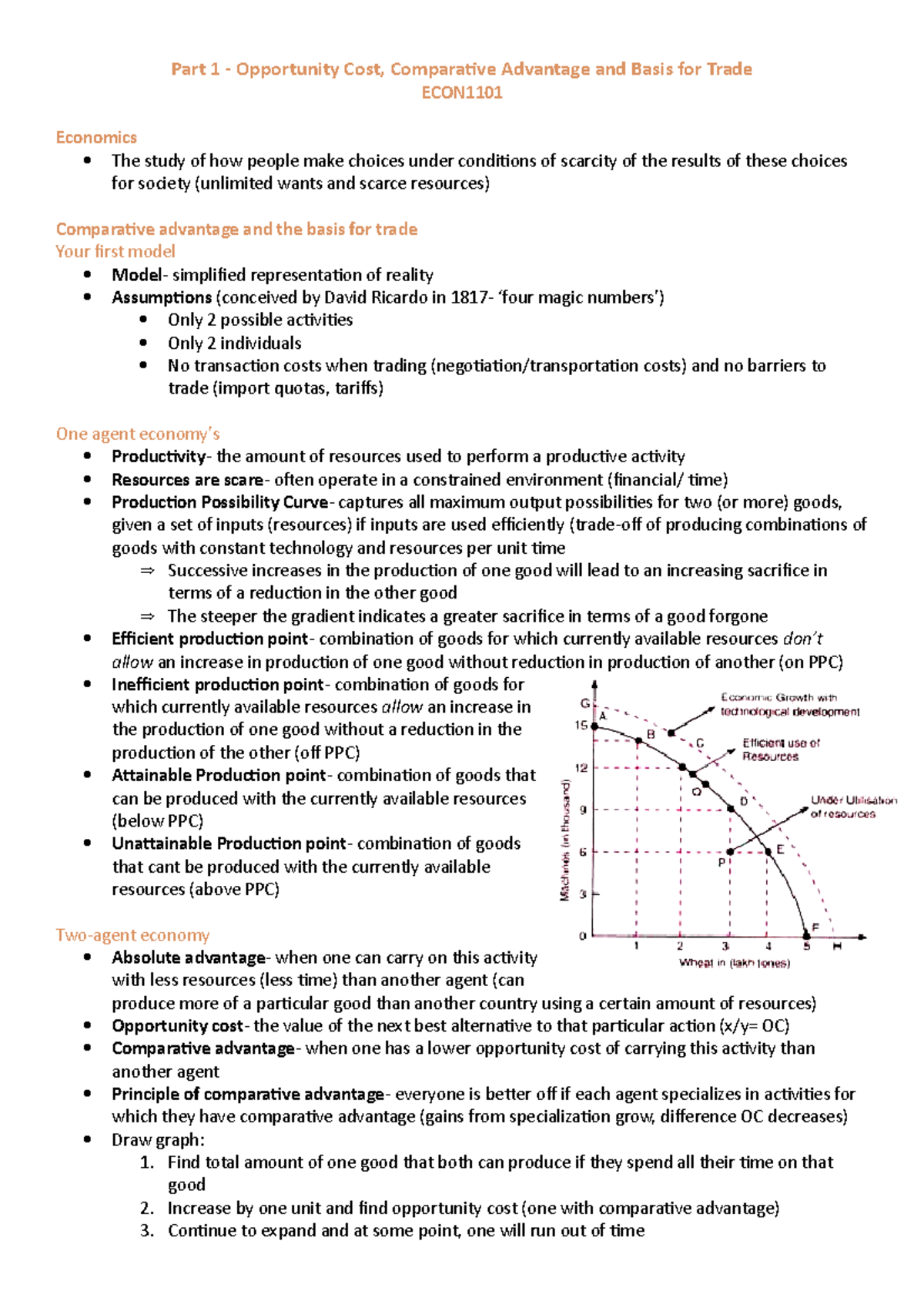 Part 1 - Comparative advantage and basis of trade - Part 1 ...