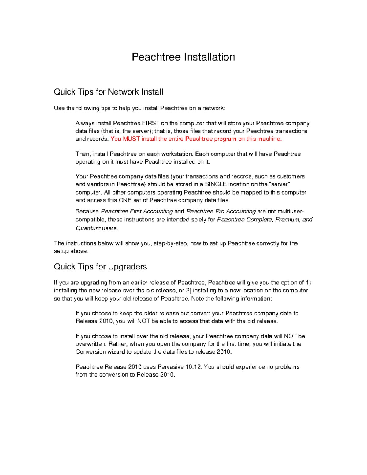 Installation instructions - Peachtree Installation Quick Tips for ...