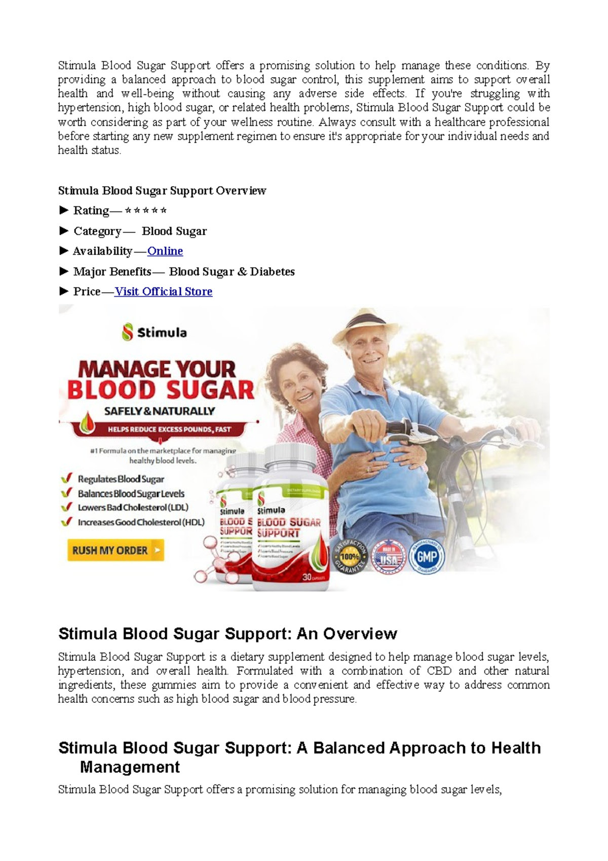 Stimula Blood Sugar Support - By providing a balanced approach to blood ...