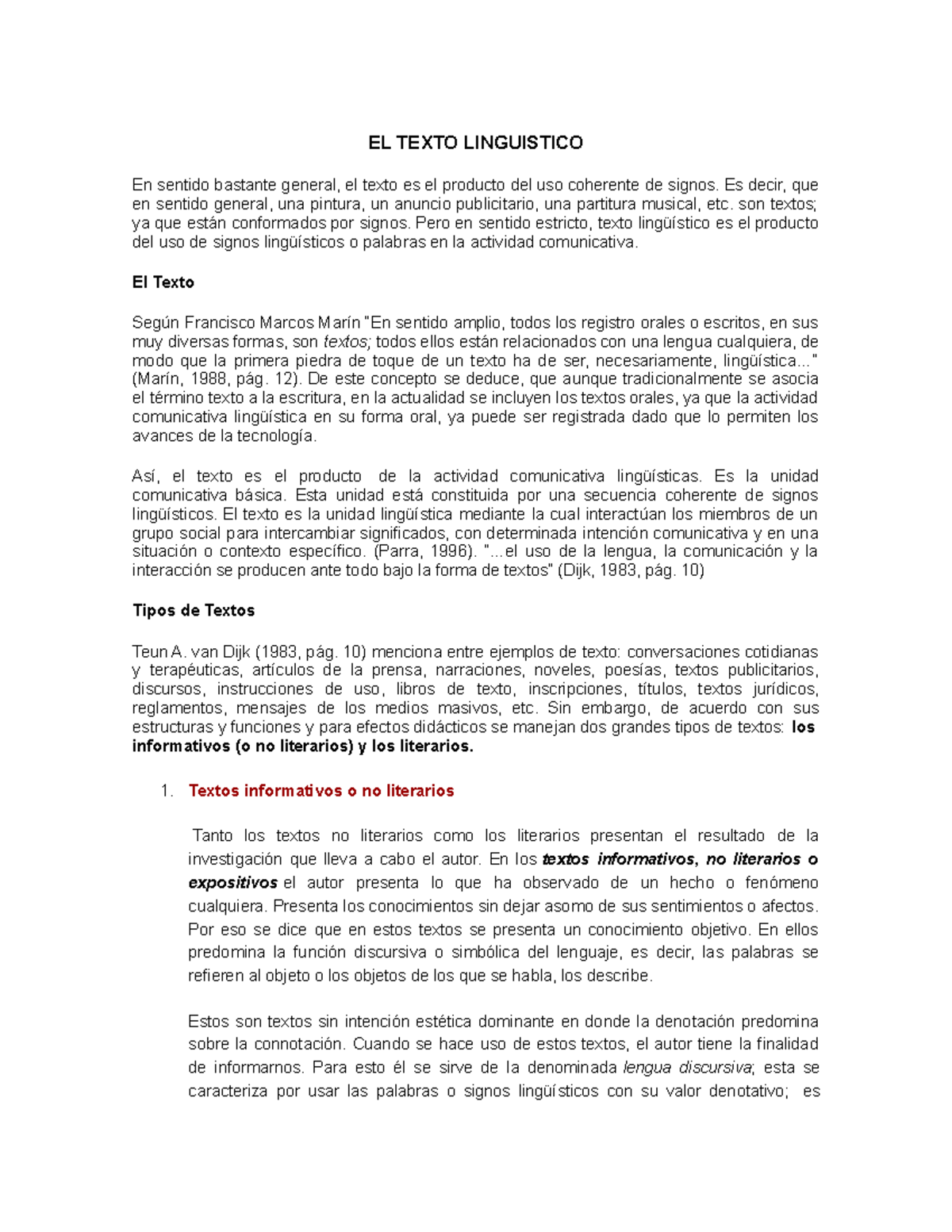 EL Texto Linguistico - EL TEXTO LINGUISTICO En sentido bastante general ...