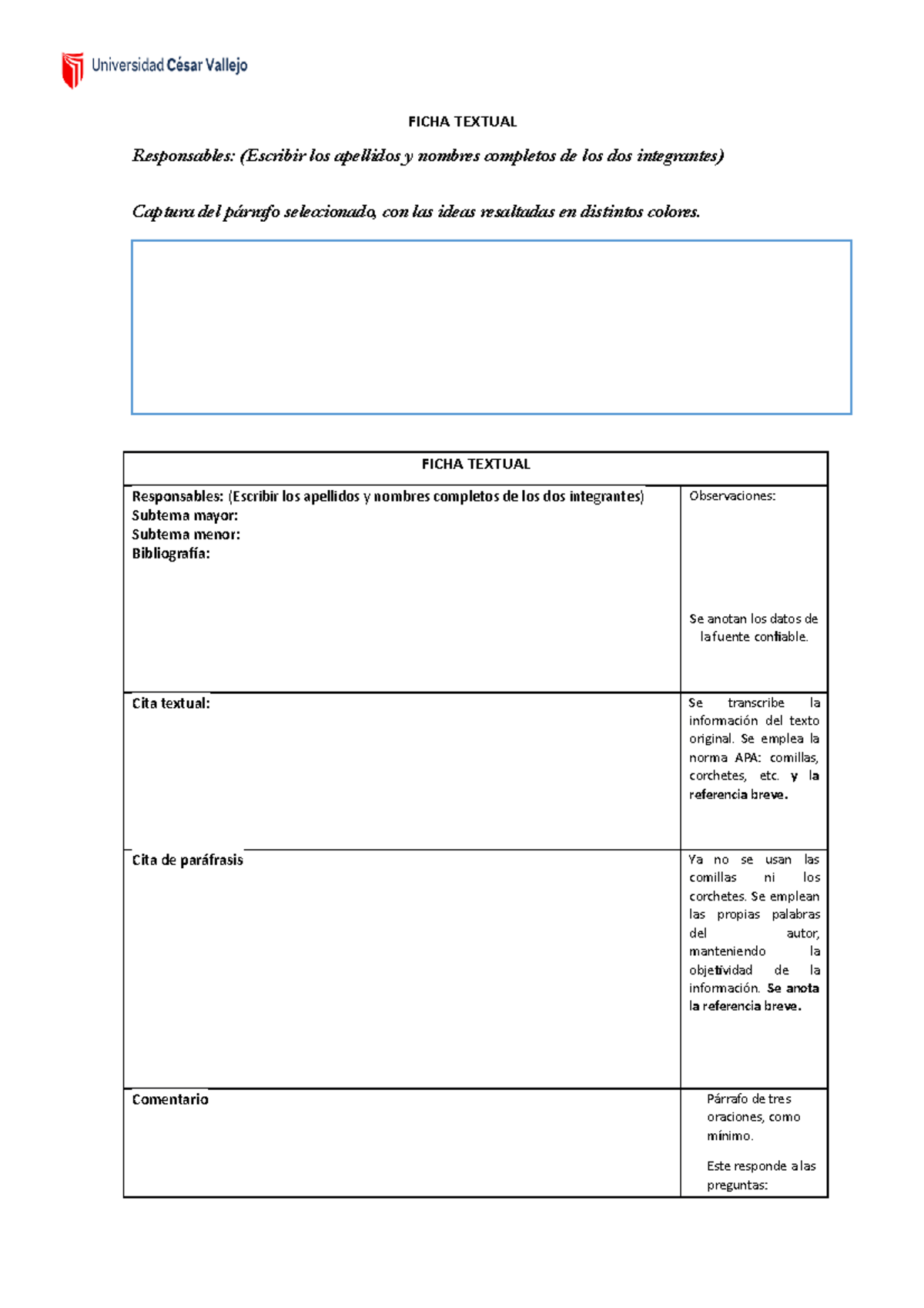 Formato DE LA Ficha Textual LN 2022 ssssss - FICHA TEXTUAL Responsables ...
