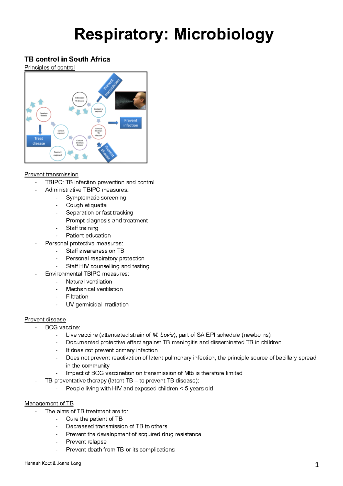Respiratory Microbiology - bovis), part of SA EPI schedule (newborns ...
