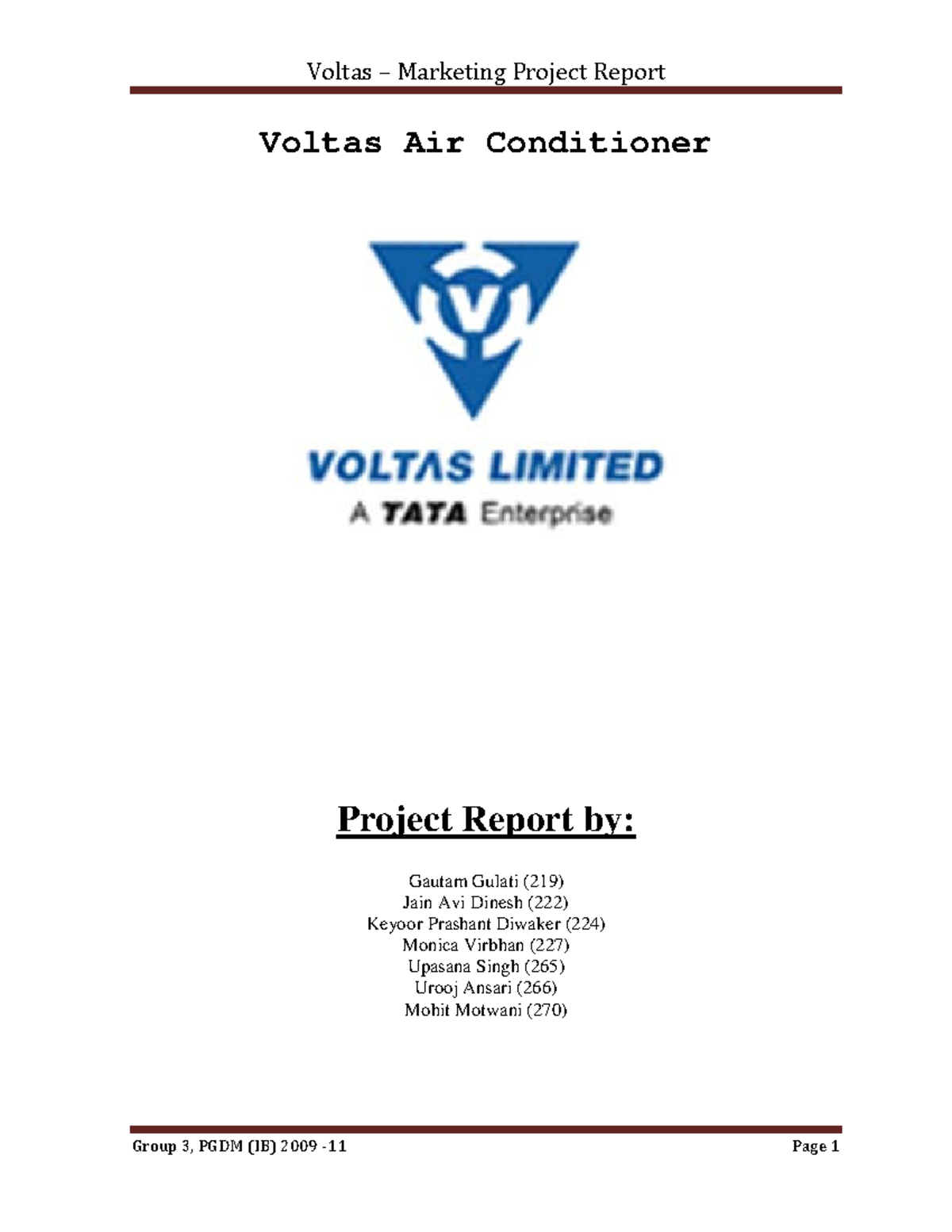 Voltas-Marketing Strategies - Voltas Air Conditioner Project Report by ...