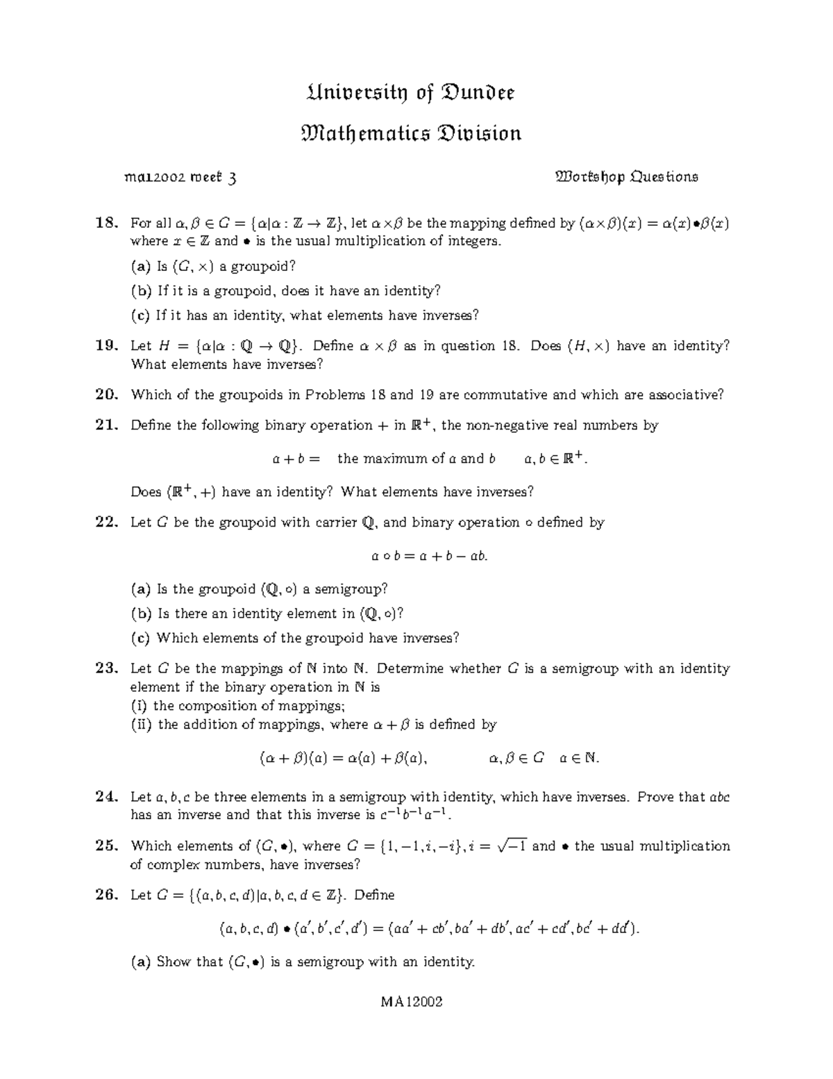 Ws3 - Worksheet 03 - University of Dundee Mathematics Division ma12002 ...