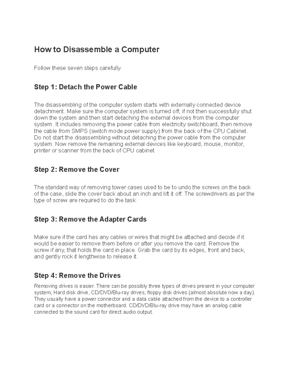 How to Disassemble a Computer - How to Disassemble a Computer Follow ...