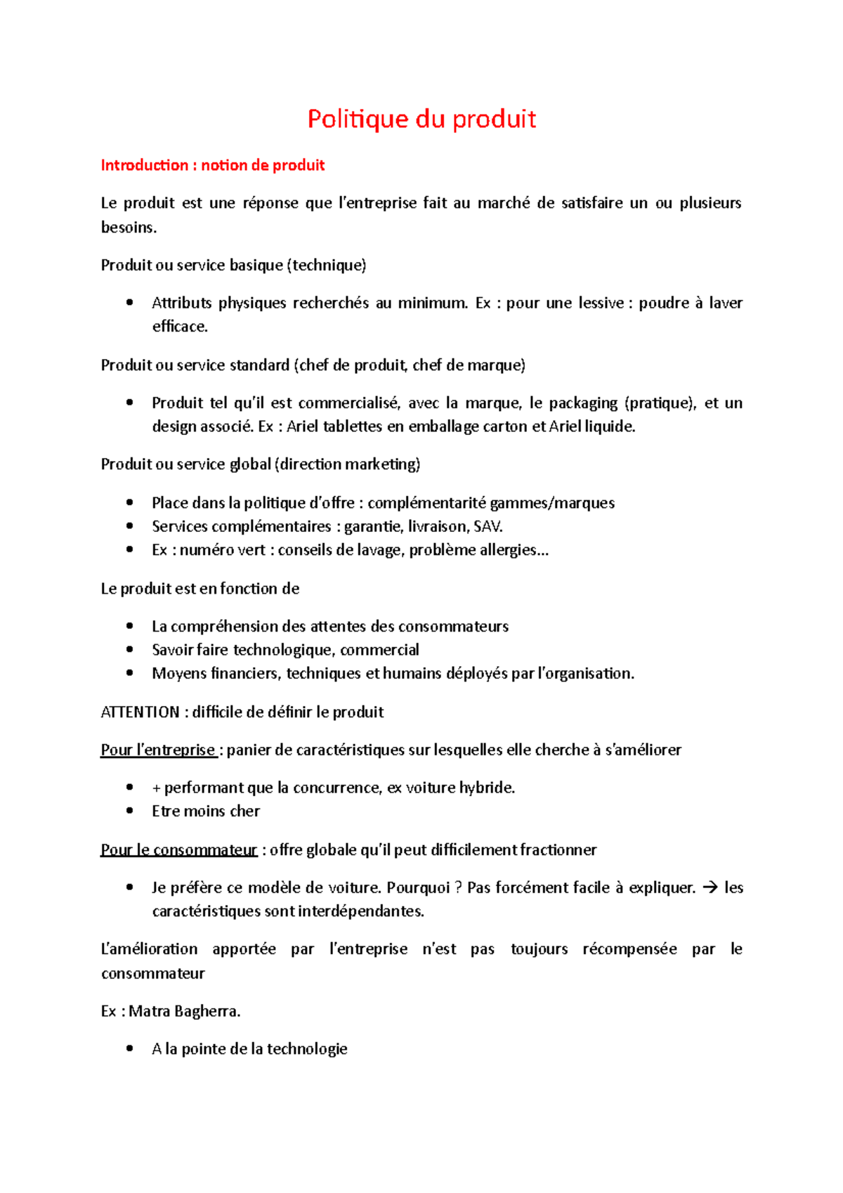 Chapitre 1 Politique du produit - Politique du produit Introduction ...
