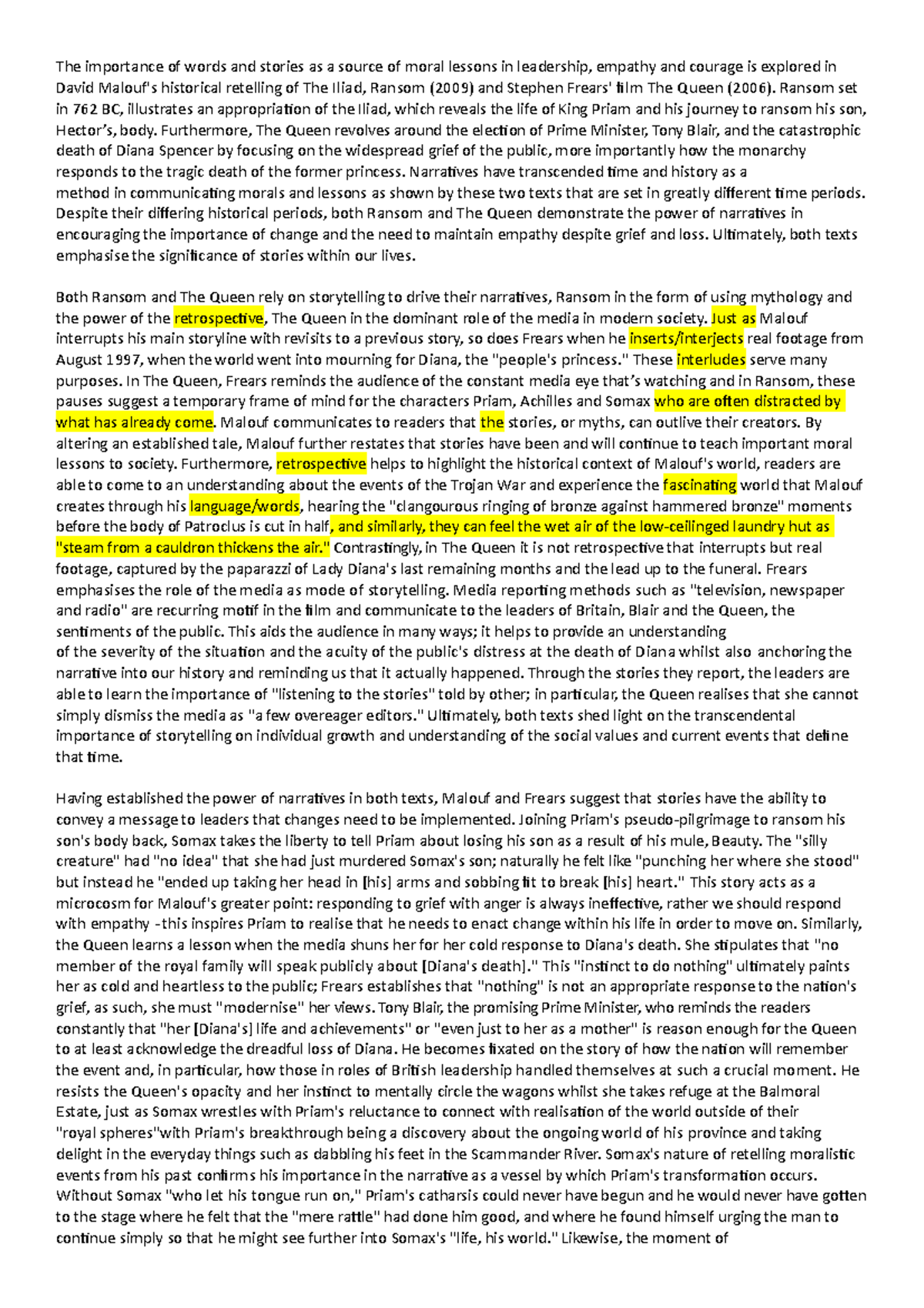 The importance of words and stories as a source of moral lessons in ...