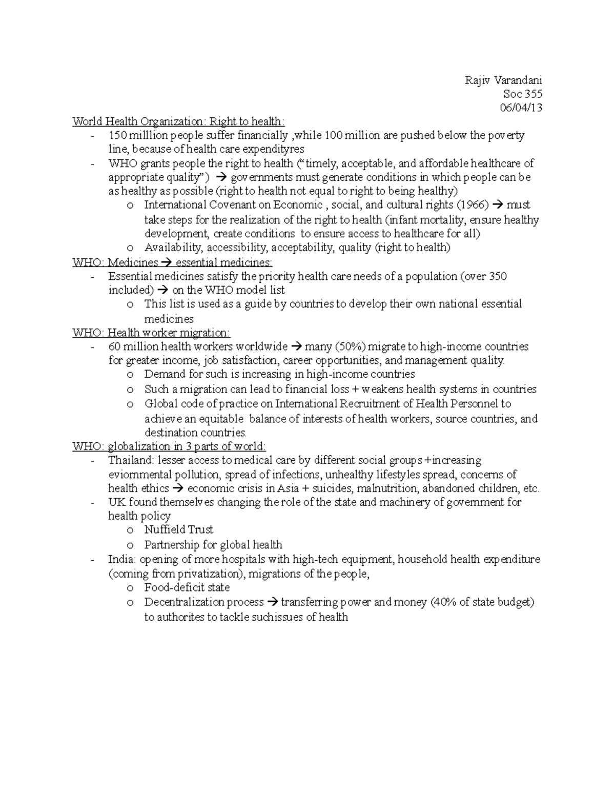Soc.355.06.04 - Lecture notes 17 - Medical Sociology - Rajiv Varandani ...