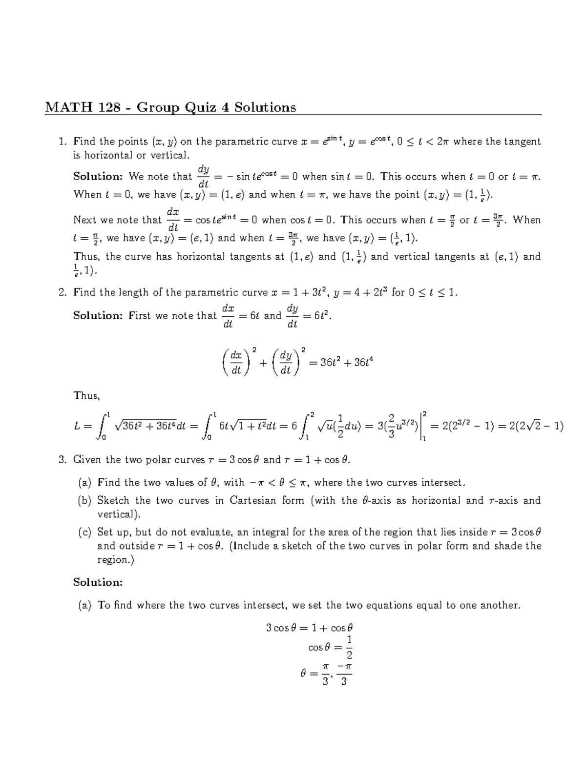 Group Quiz 4 Solutions - MATH 128 - Group Quiz 4 Solutions Find the ...
