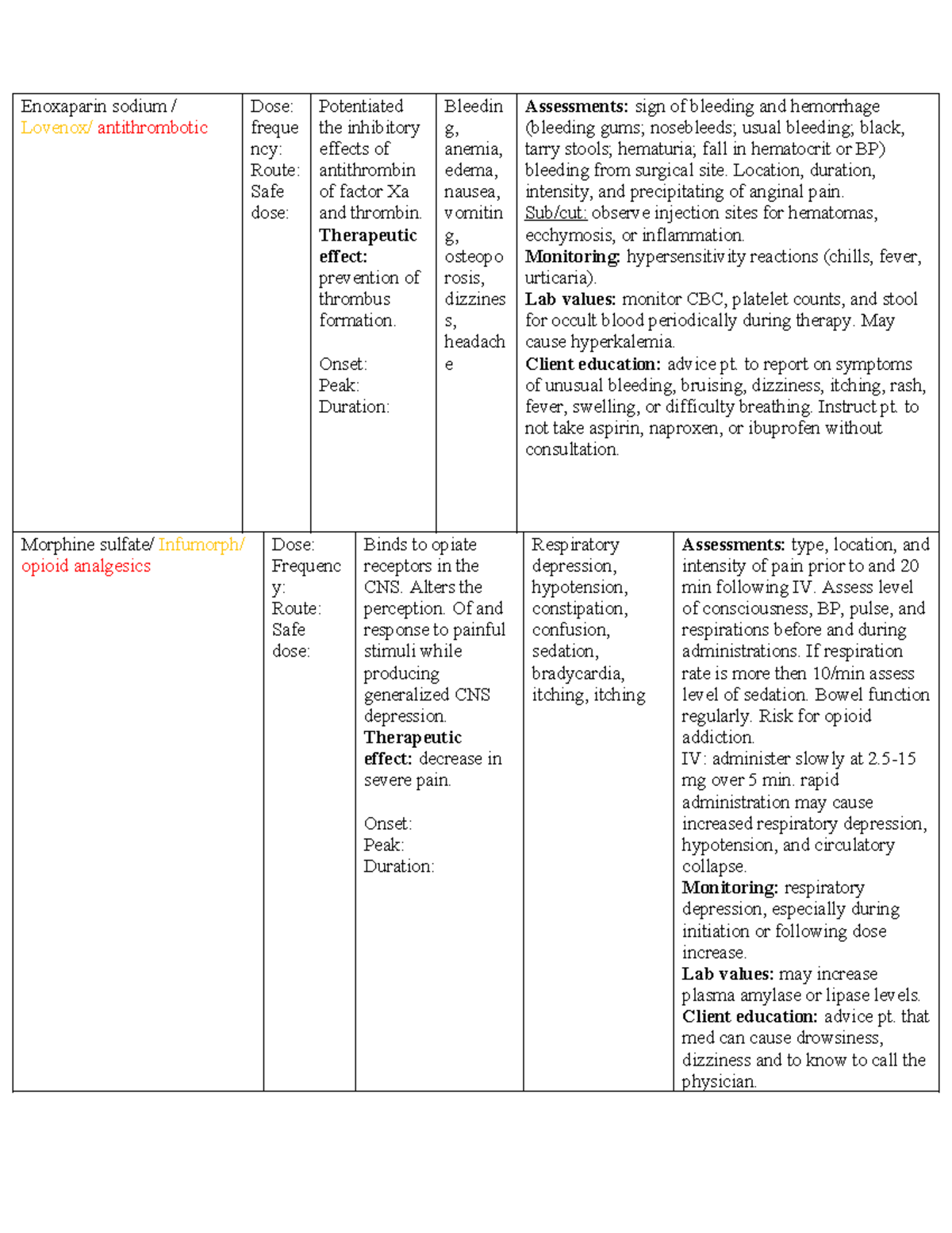 Document 1 - a description on medication. - Enoxaparin sodium / Lovenox ...