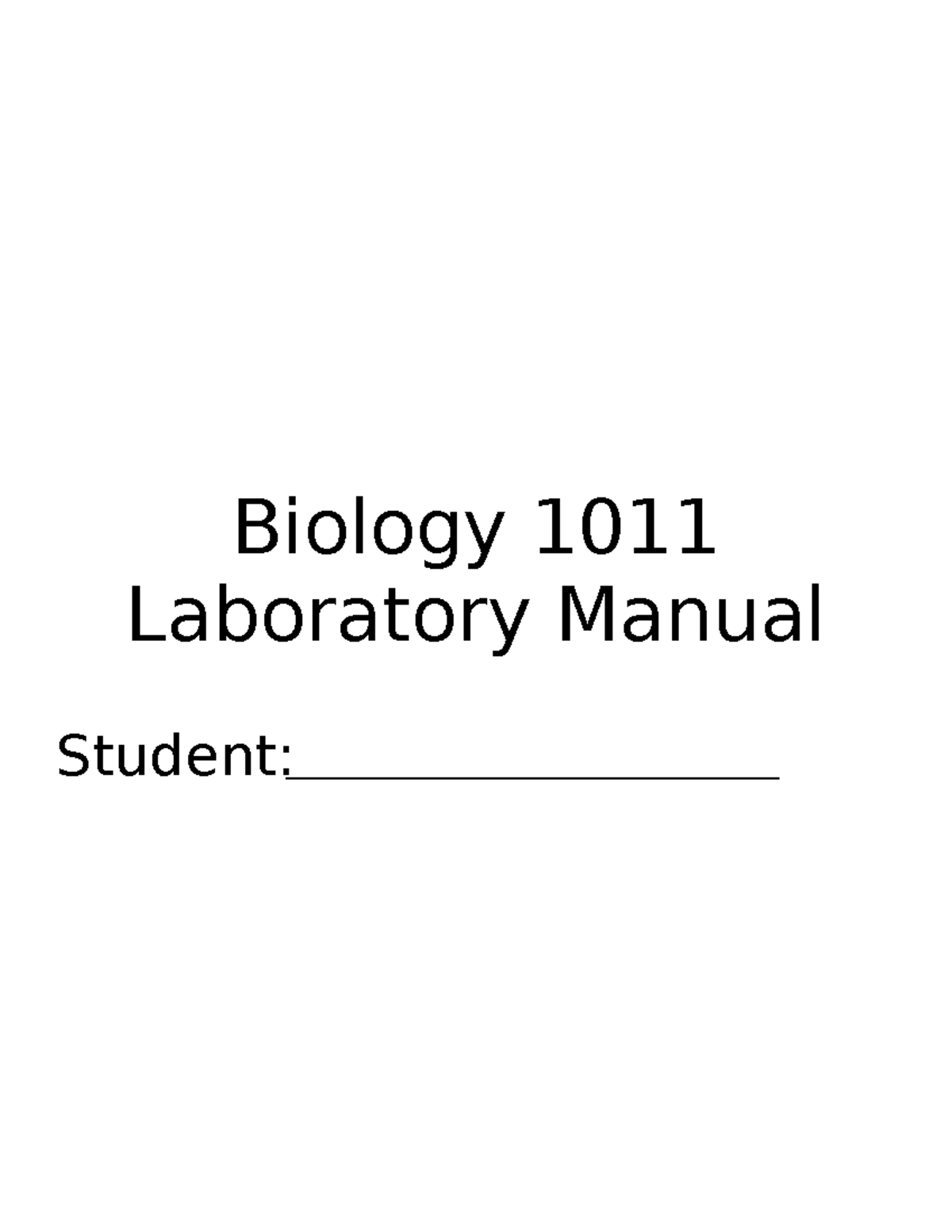BIOL 1011 Manual Fall 2022 - Biology 1011 Laboratory Manual Student ...