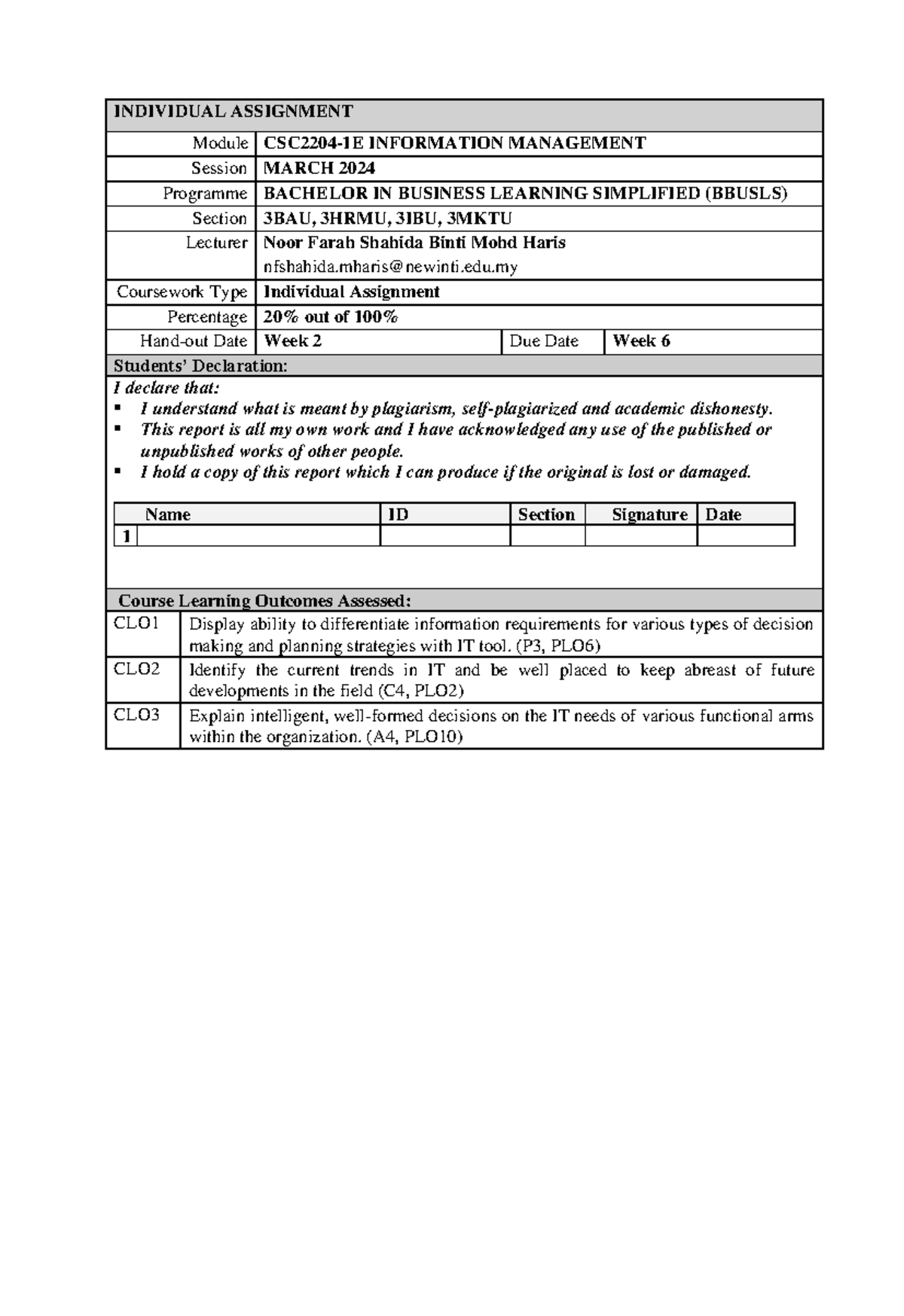 Individual Assignment CSC2204-1E-1 - INDIVIDUAL ASSIGNMENT Module ...