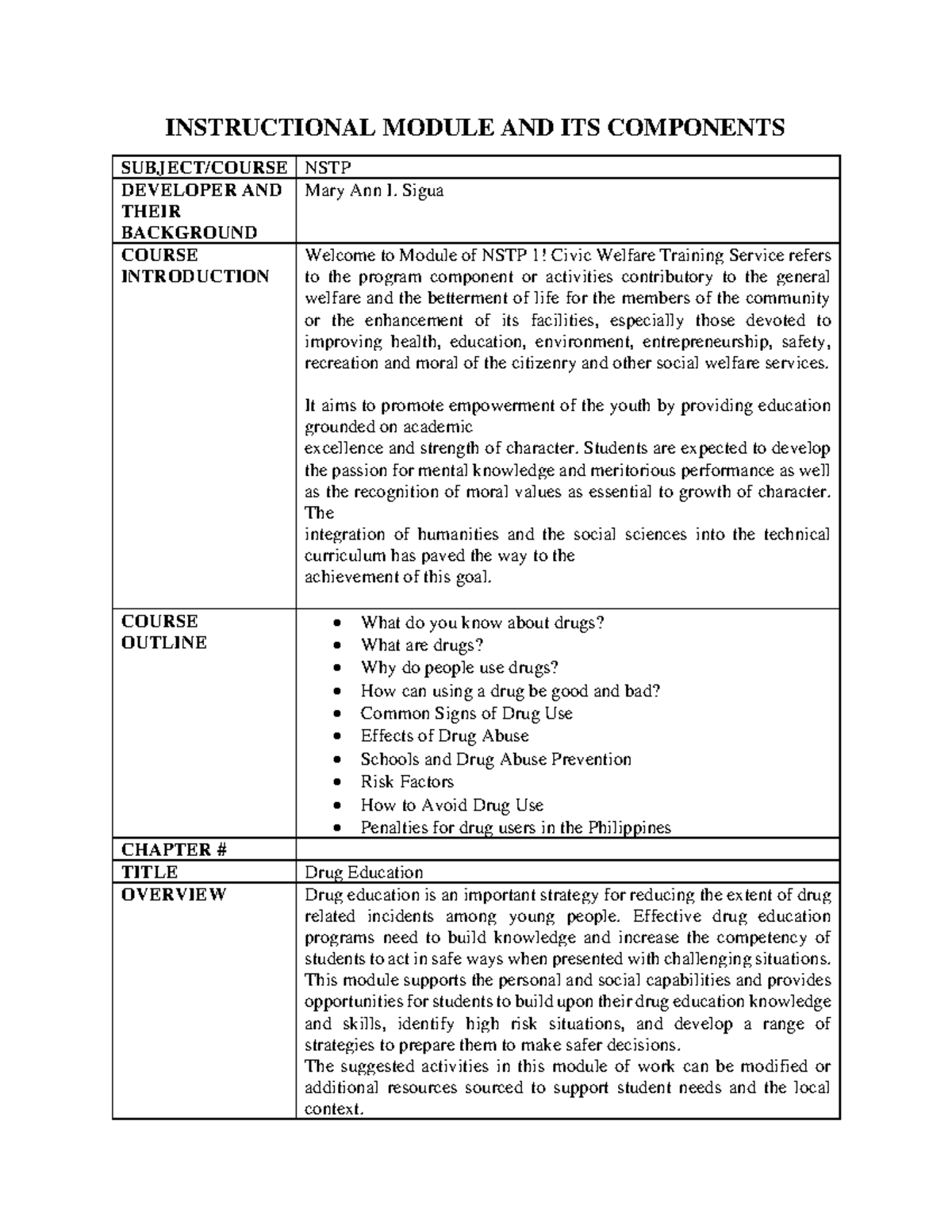 Module 2 -DRUG Education - PDF - INSTRUCTIONAL MODULE AND ITS ...