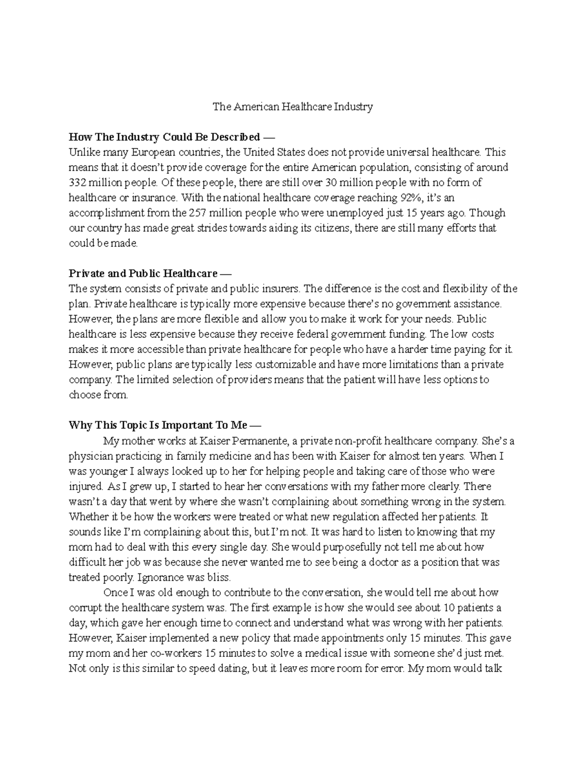 Substack's - Blog Example - The American Healthcare Industry How The ...