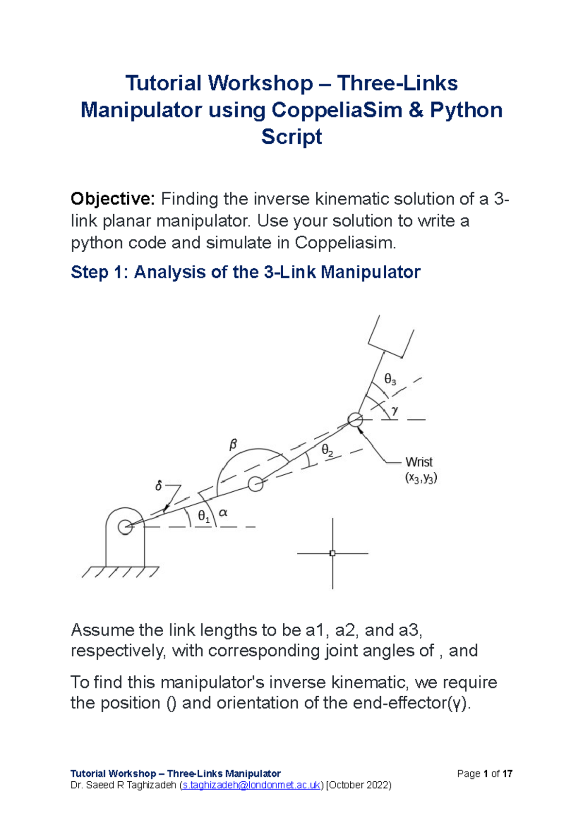 Tutorial Workshop - 3-Link Manipulator in Coppeliasim and Python - Tutorial Workshop – Three ...