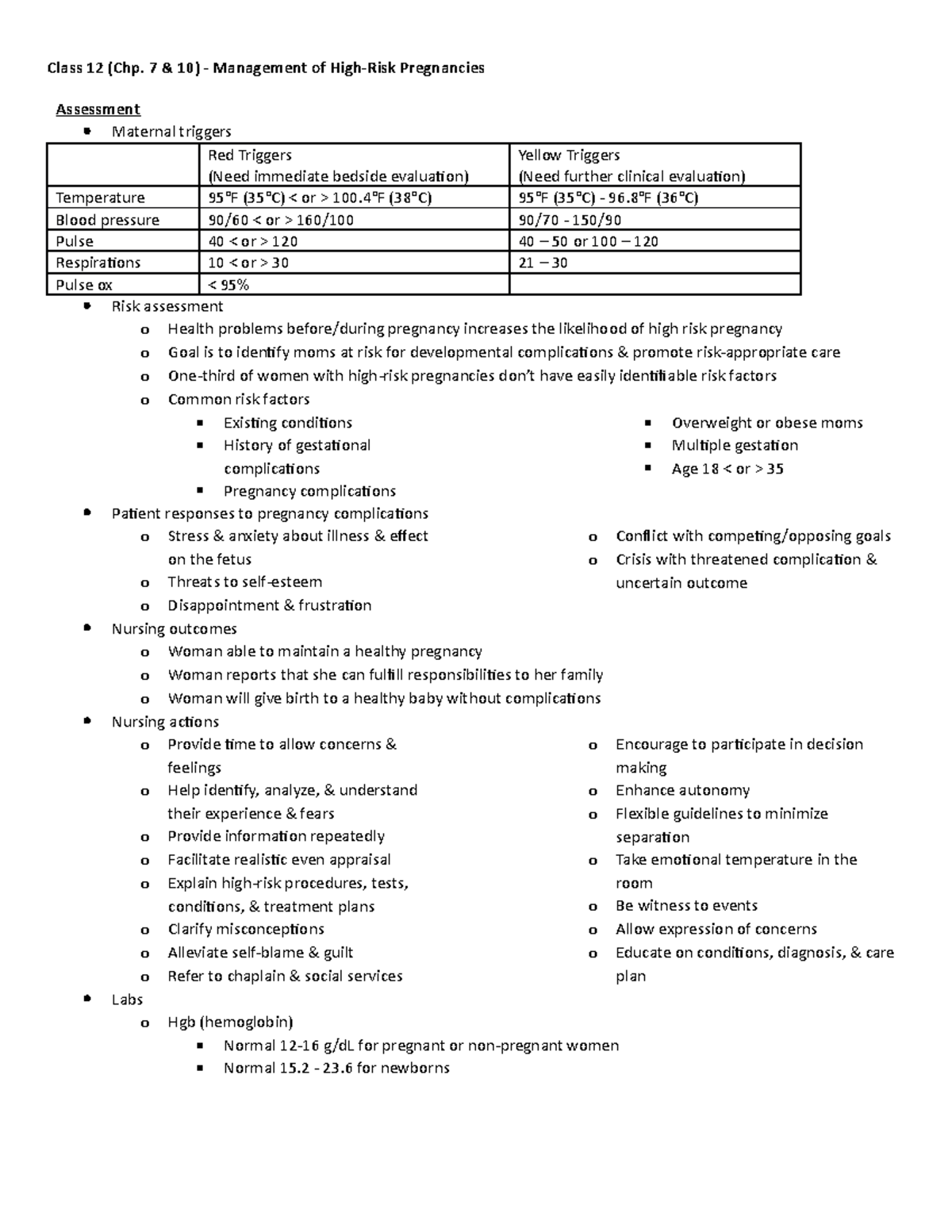 Maternal-Newborn Nursing: Managing High-Risk Pregnancies - Assessment ...