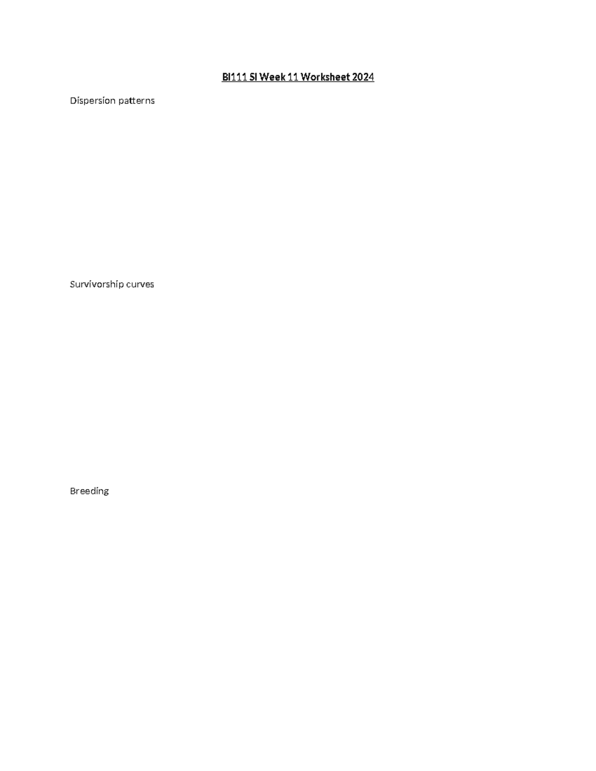BI111 SI Week 11 Worksheet - BI111 SI Week 11 Worksheet 2024 Dispersion ...