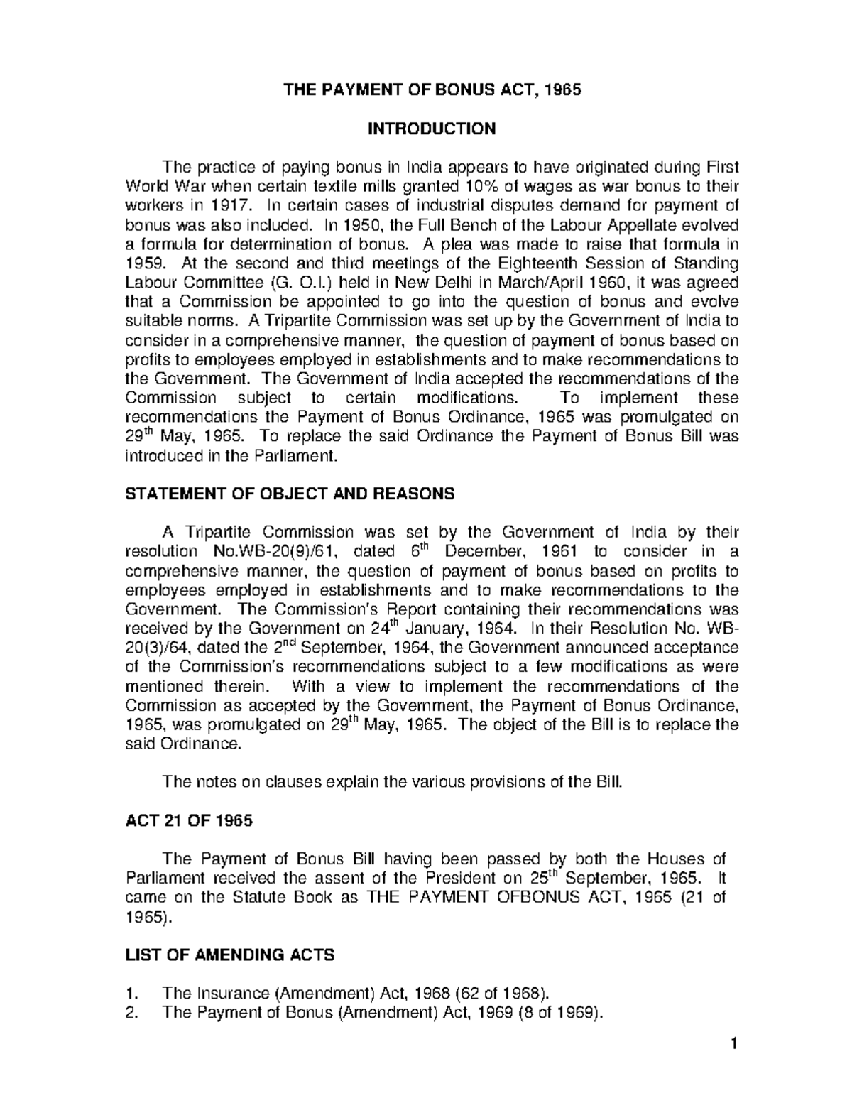 The Paymentof Bonus Act 1965 - THE PAYMENT OF BONUS ACT, 1965 ...