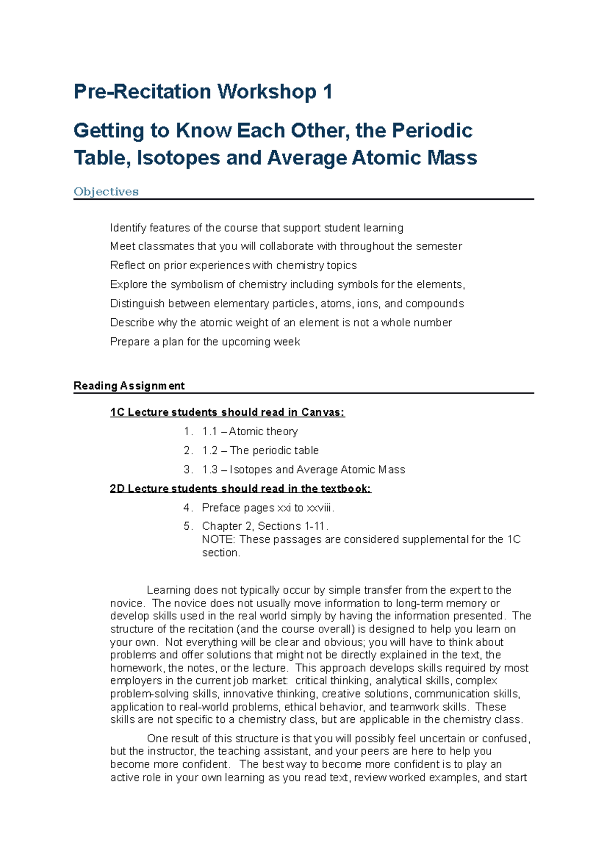Pre-recitation Week 1-1 - Pre-Recitation Workshop 1 Getting to Know ...
