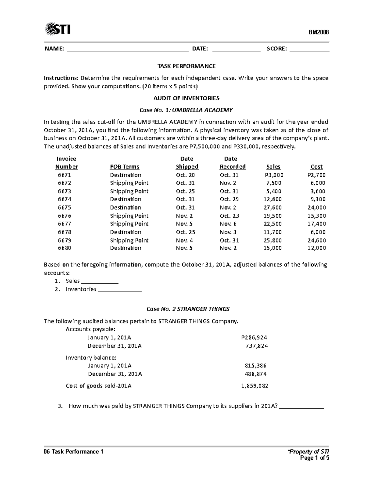 06 Task Performance 1 - AUDITING TP - BM 06 Task Performance 1 ...