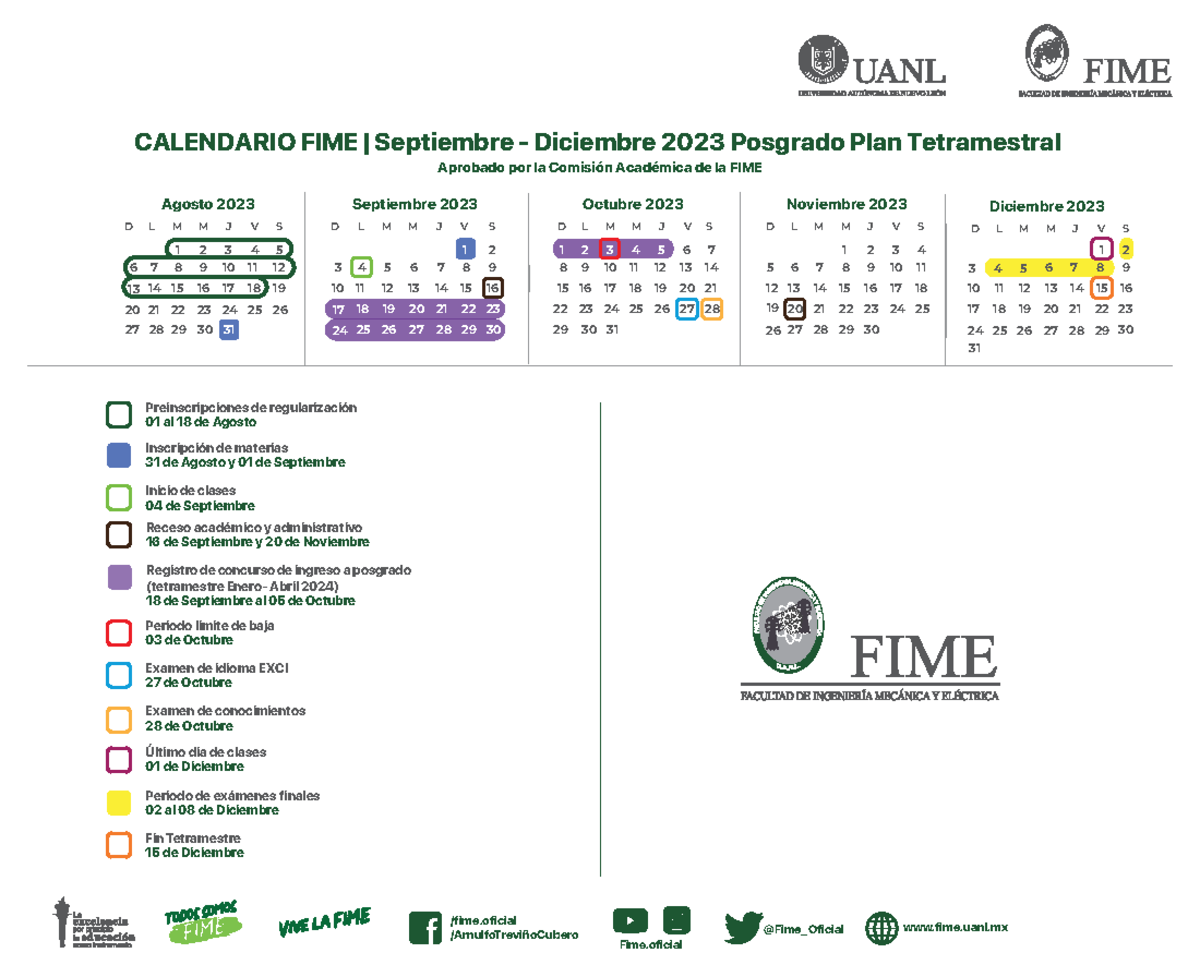 Calendario posgrado tetramestral fime 2023 - /fime ...